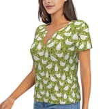 Goofa Lovely Chickens Pattern Womens Deep V Neck Low Cut Tops Casual ...