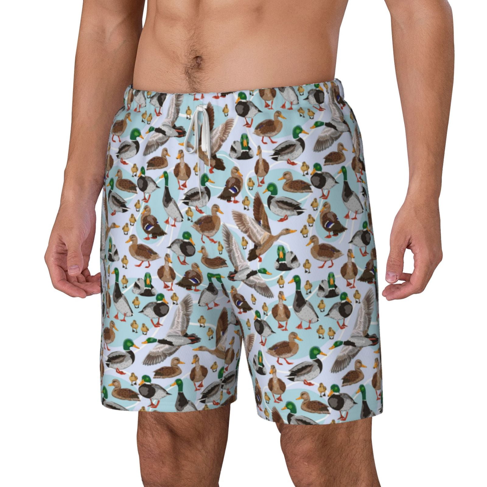 Goofa Mallard Ducks Wild Birds1 Printed Men's Swim Trunks Board Shorts ...