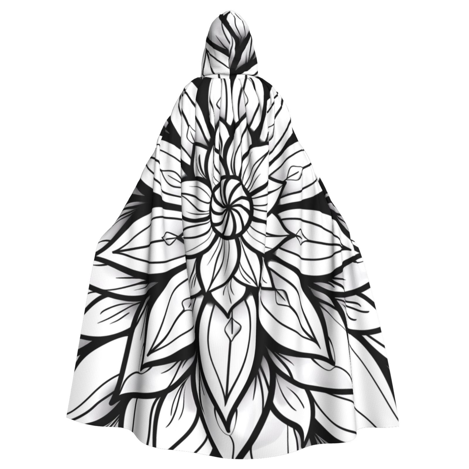 Goofa Mandala Floral Line Art Pattern Hooded Cloak, Halloween Costume ...
