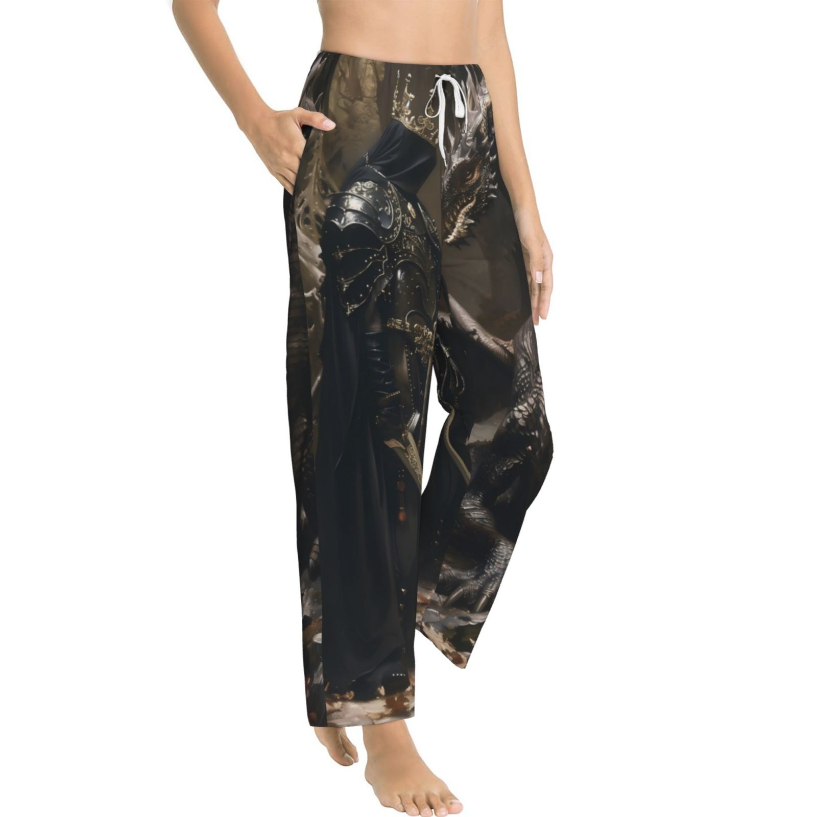 Goofa Medieval Knight And Dragon Printed Soft Pajama Pants for Women ...