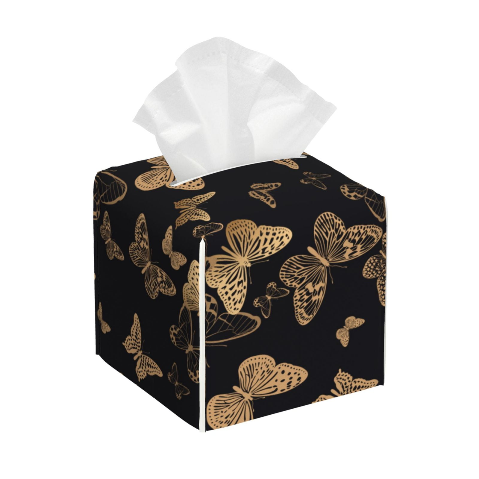Goofa Modern Golden Butterfly Tissue Box Cover PVC Leather Tissue ...