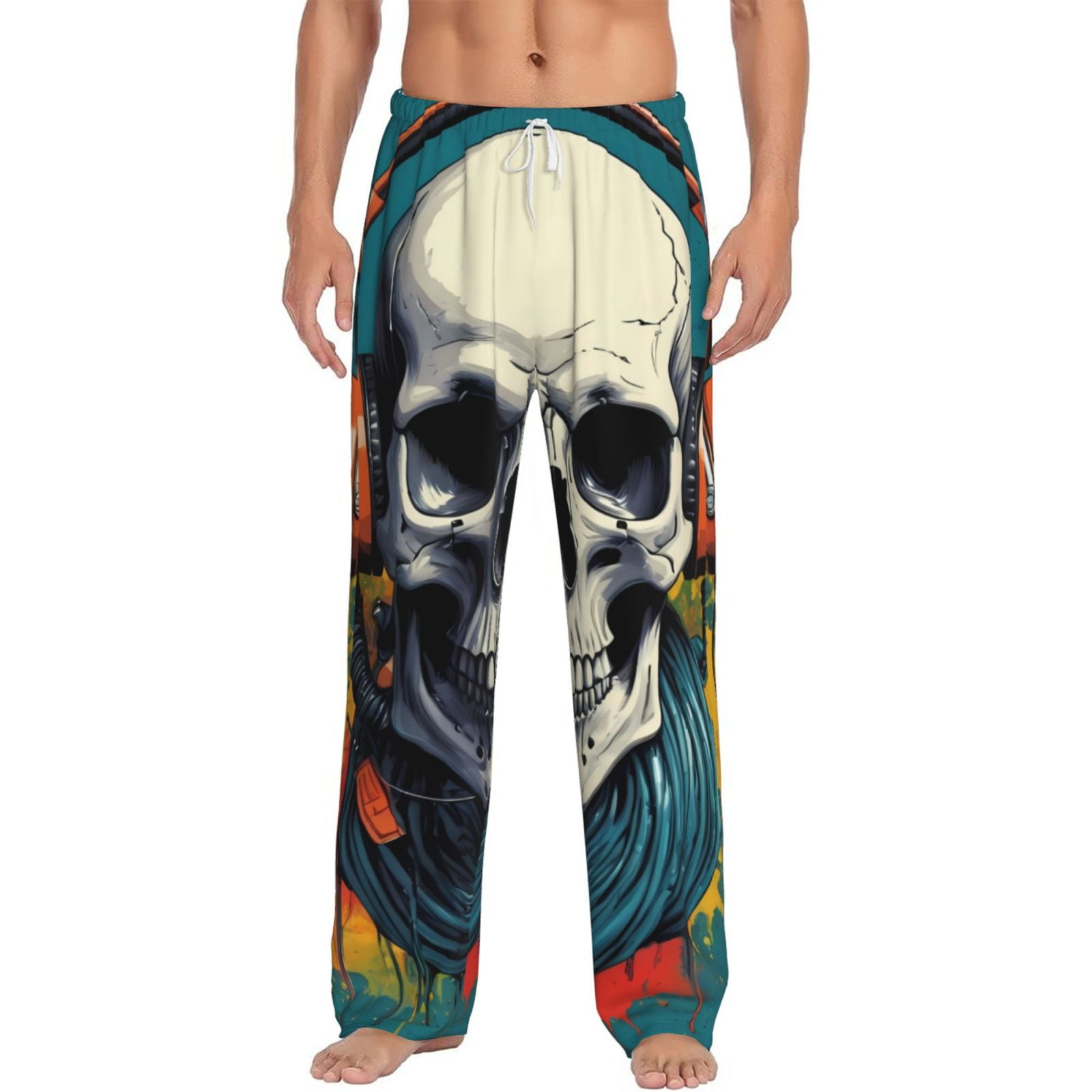 Goofa Modern Hip-Hop Skull Pattern Printed Soft Pajama Pants for Men ...