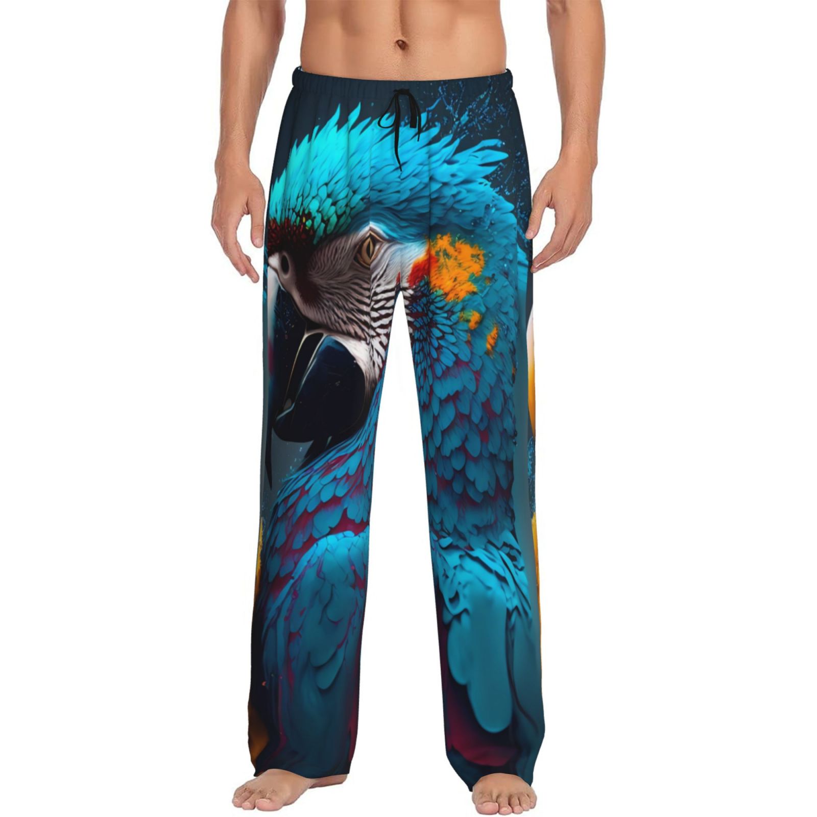 Goofa Modern Style Blue Parrot Pattern Printed Soft Pajama Pants for ...