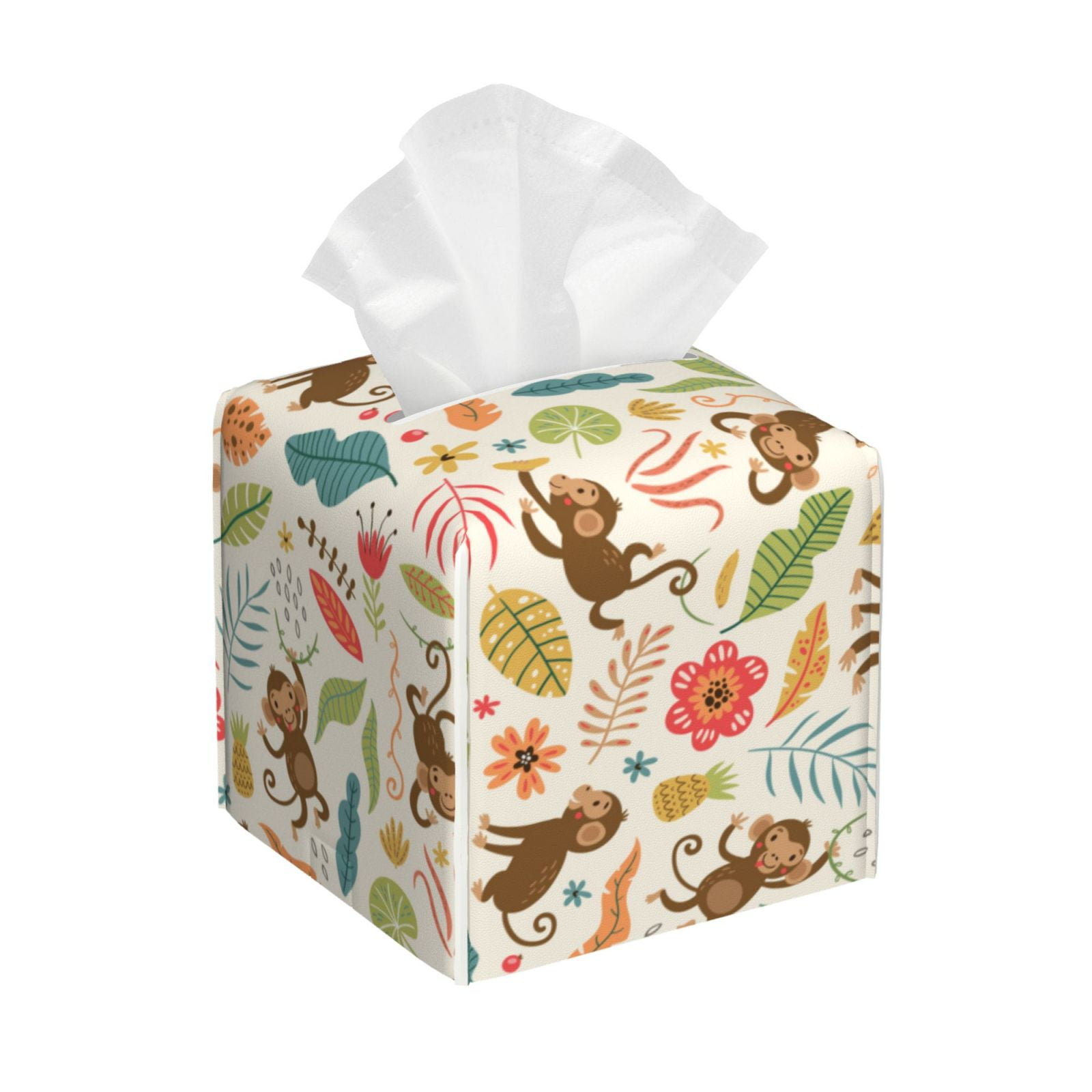 Goofa Monkeys in the Jungle Tissue Box Cover PVC Leather Tissue Holder ...