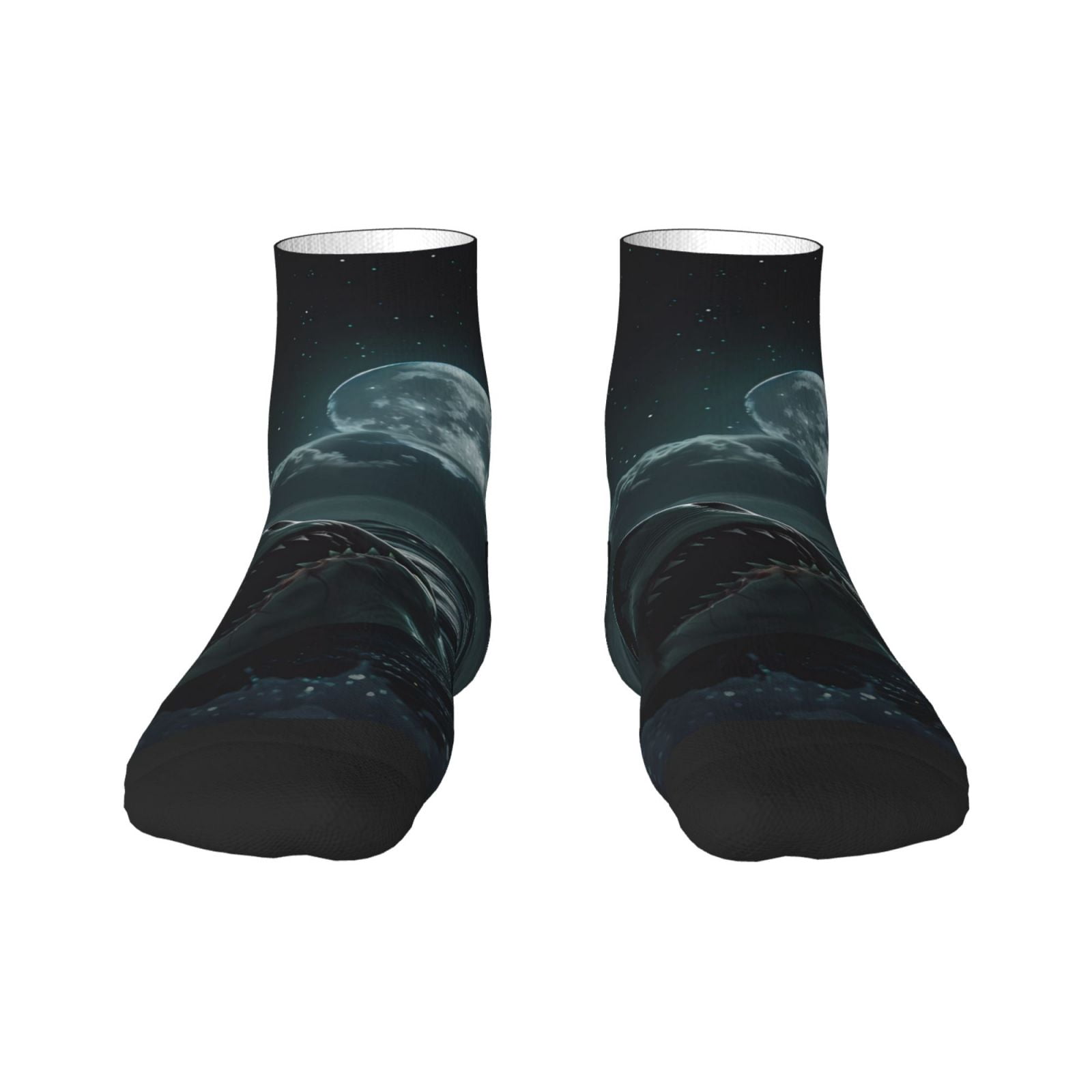 Goofa Moonlit Night Sky Shark Pattern Non Slip Socks with Grips for ...