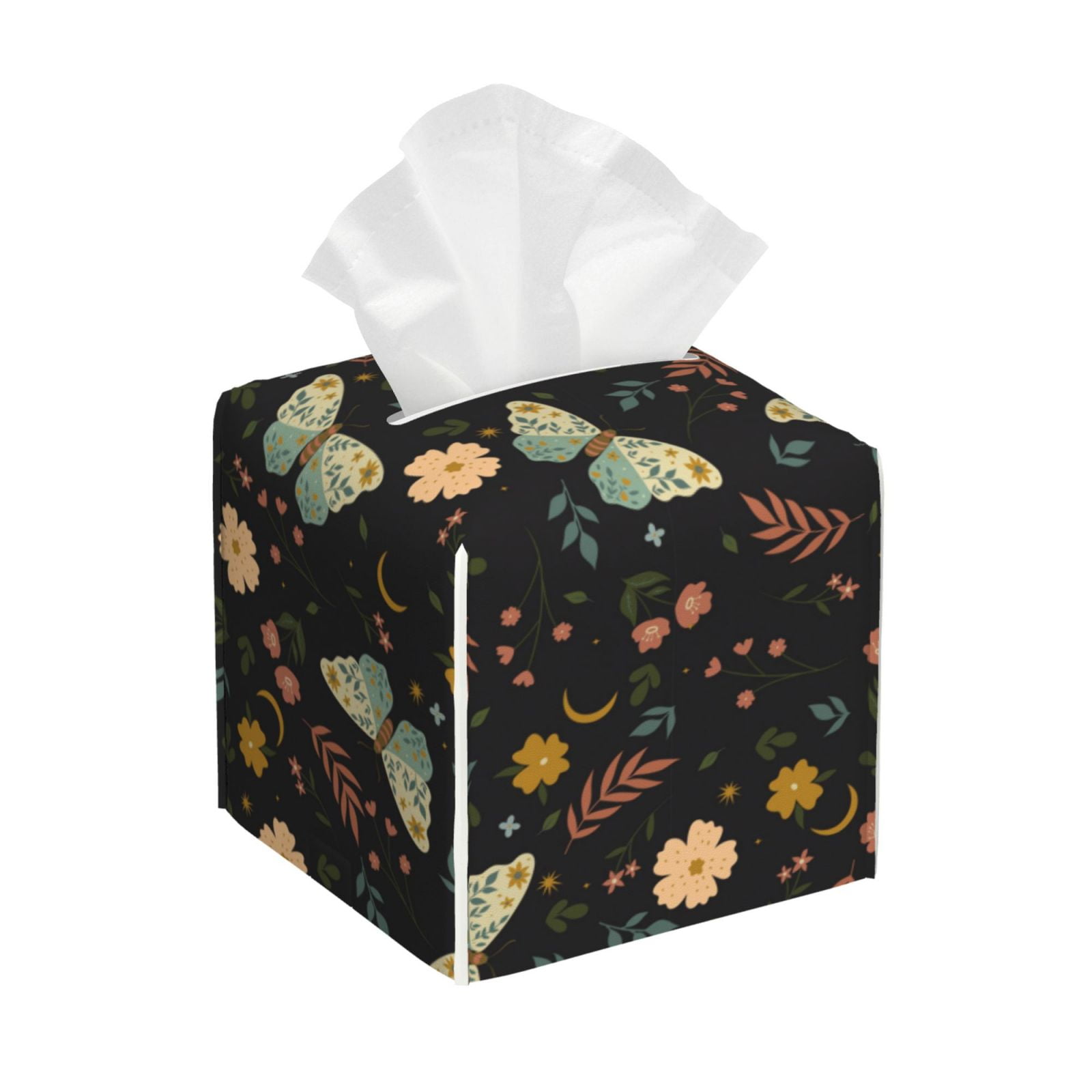 Goofa Moth And Flowers Tissue Box Cover PVC Leather Tissue Holder ...