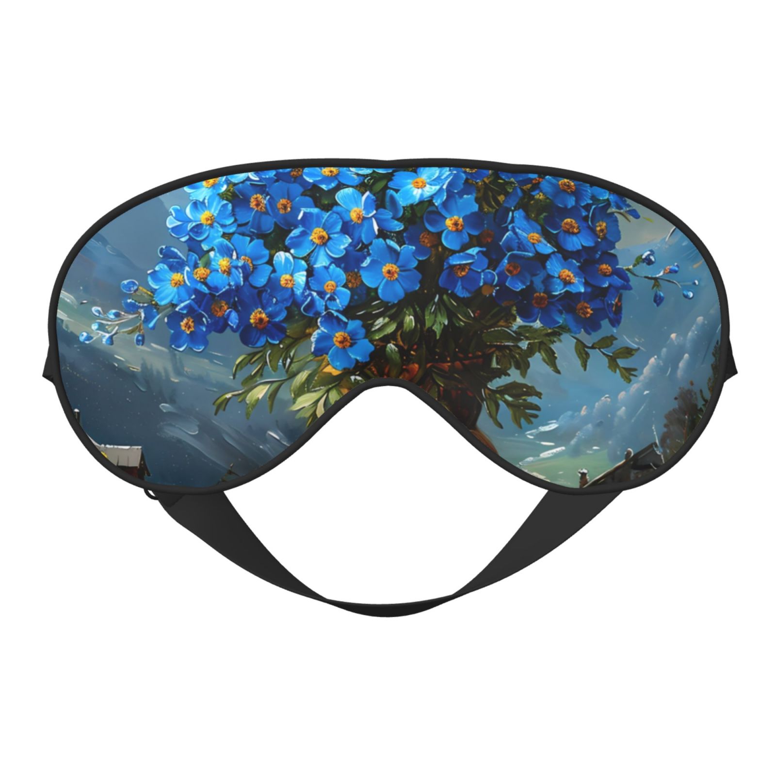 Goofa Mountain Blue Flowers Vase Printed Sleep Eye Mask for Men Women ...