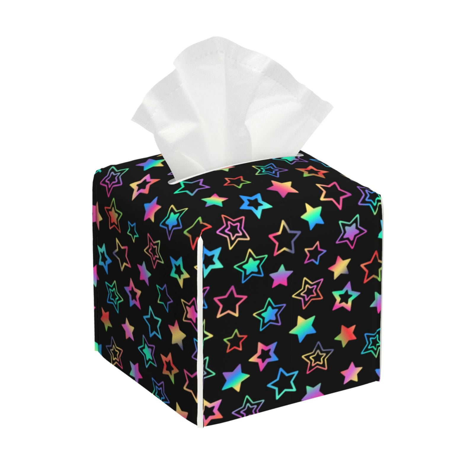 Goofa Multi-Colored Stars Tissue Box Cover PVC Leather Tissue Holder ...