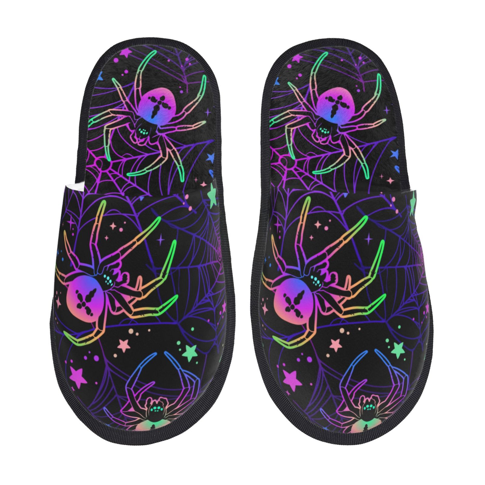 Goofa Multi-colored Spiders Pattern Plush Furry Slippers for Men ...