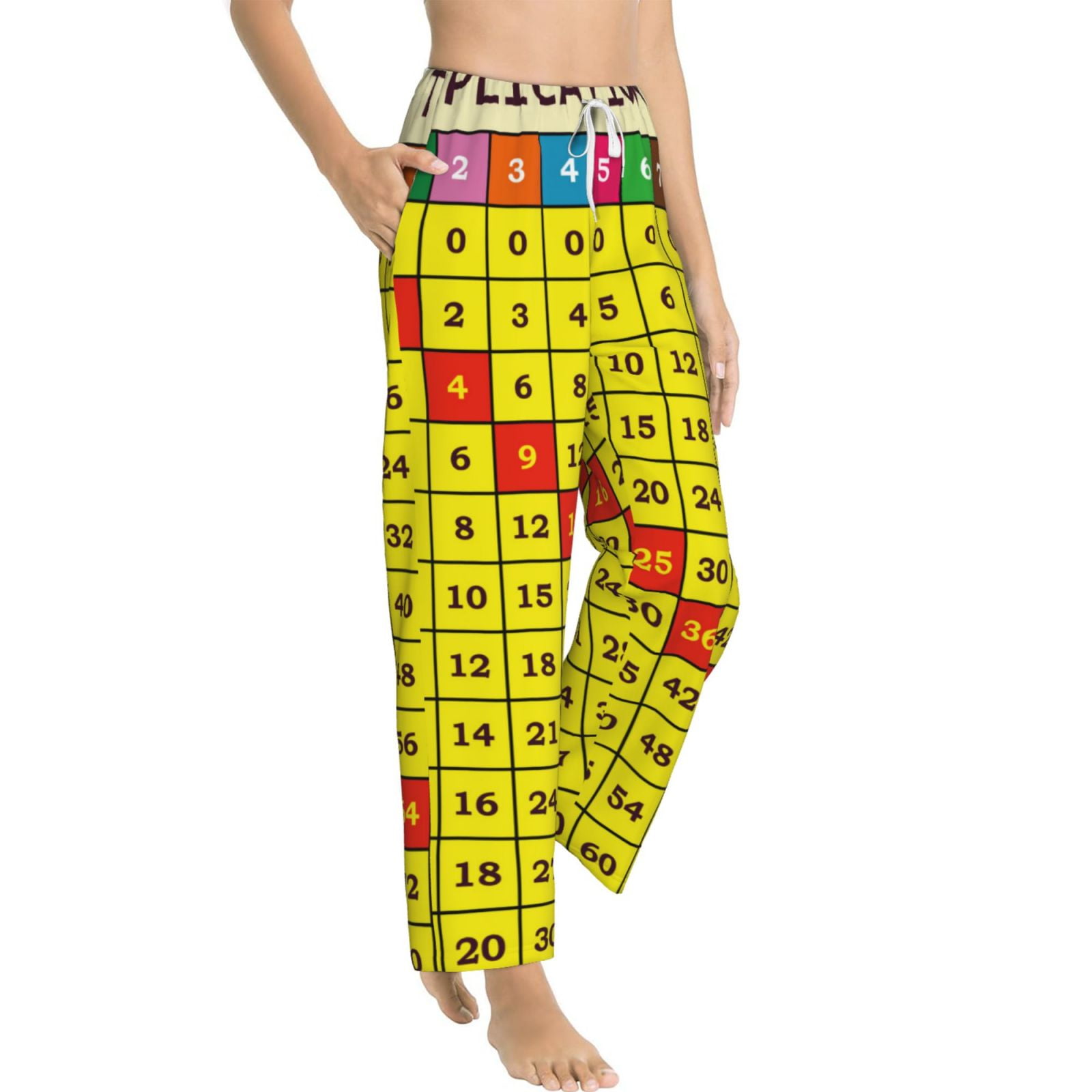 Goofa Multiplication Table2 Printed Soft Pajama Pants for Women, Wide ...