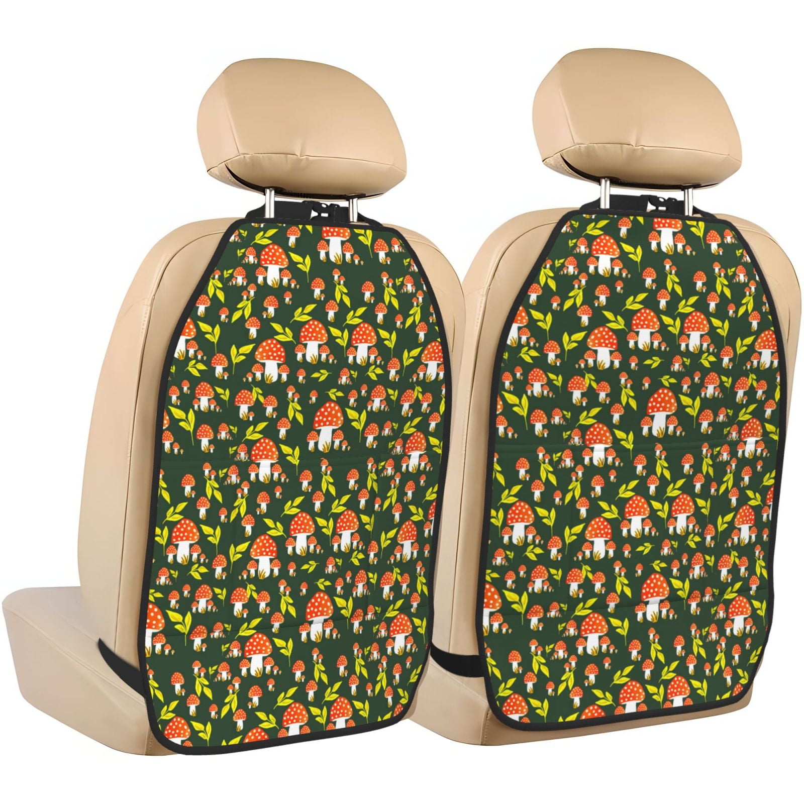 Goofa Mushroom Leaf Pattern Car Back Seat Protector for Kids (2 Pack ...