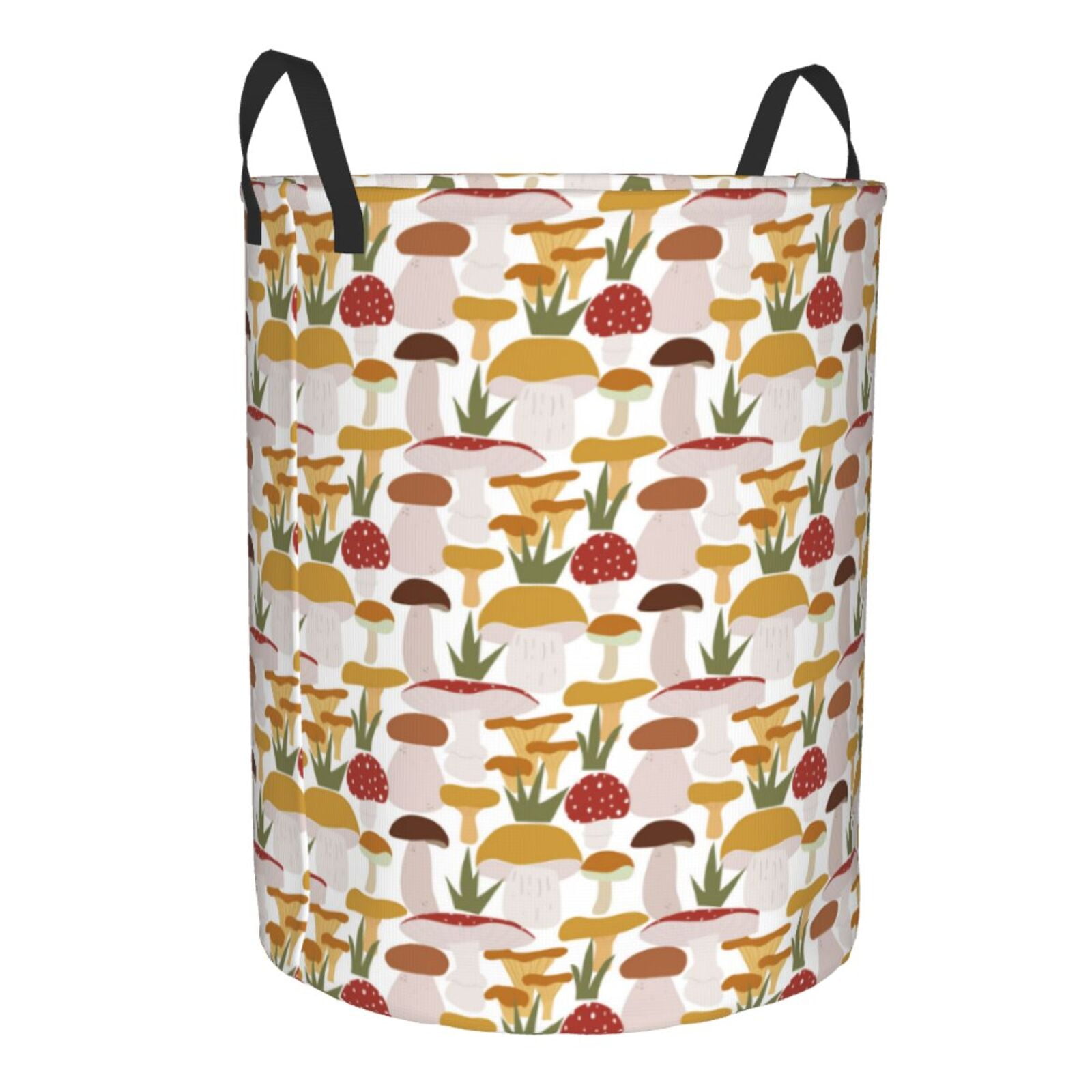 Goofa Mushroom Printed Circular Hamper,Laundry Basket with Handles ...