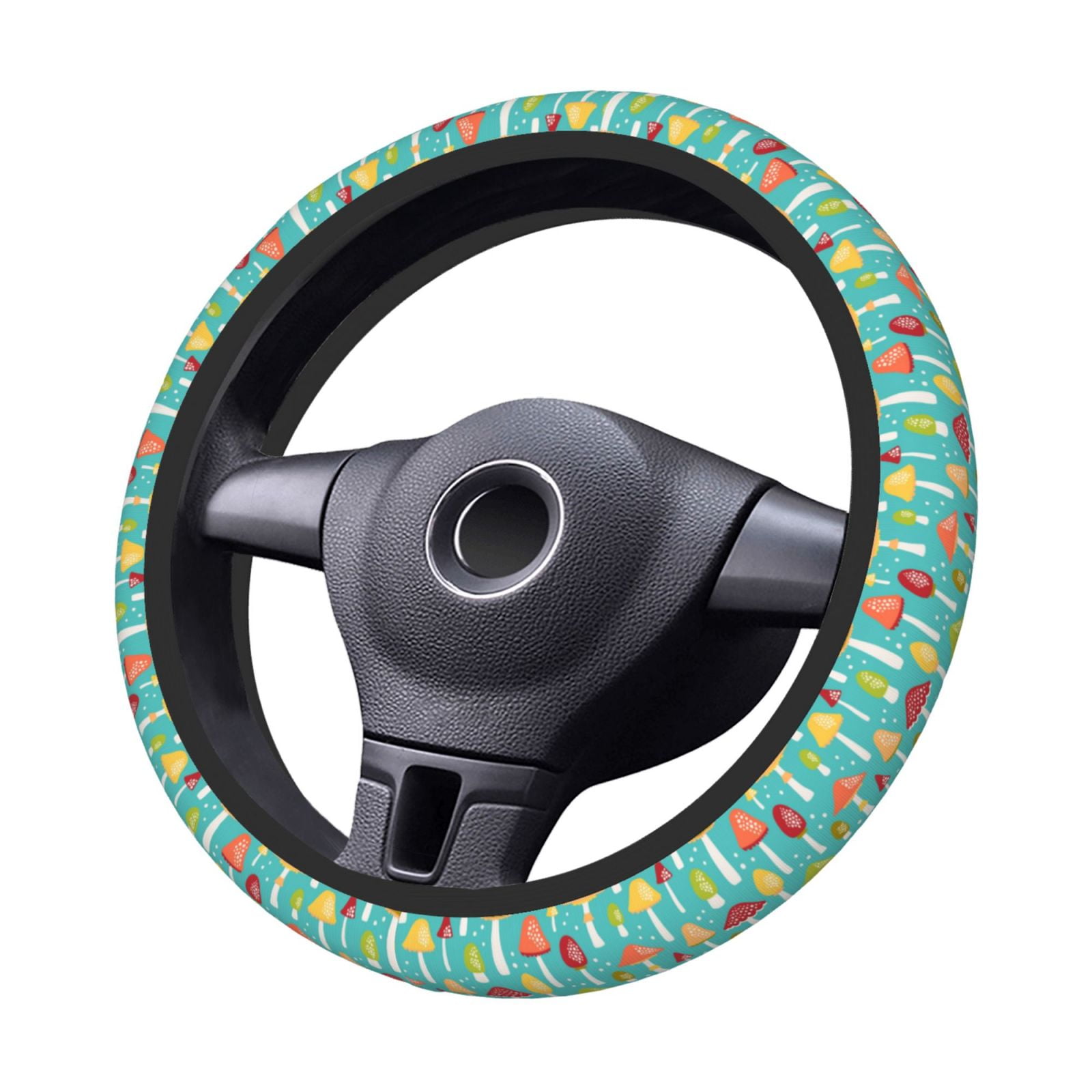 Goofa Mushrooms Pattern Elastic Stretch Steering Wheel Cover,Universal ...