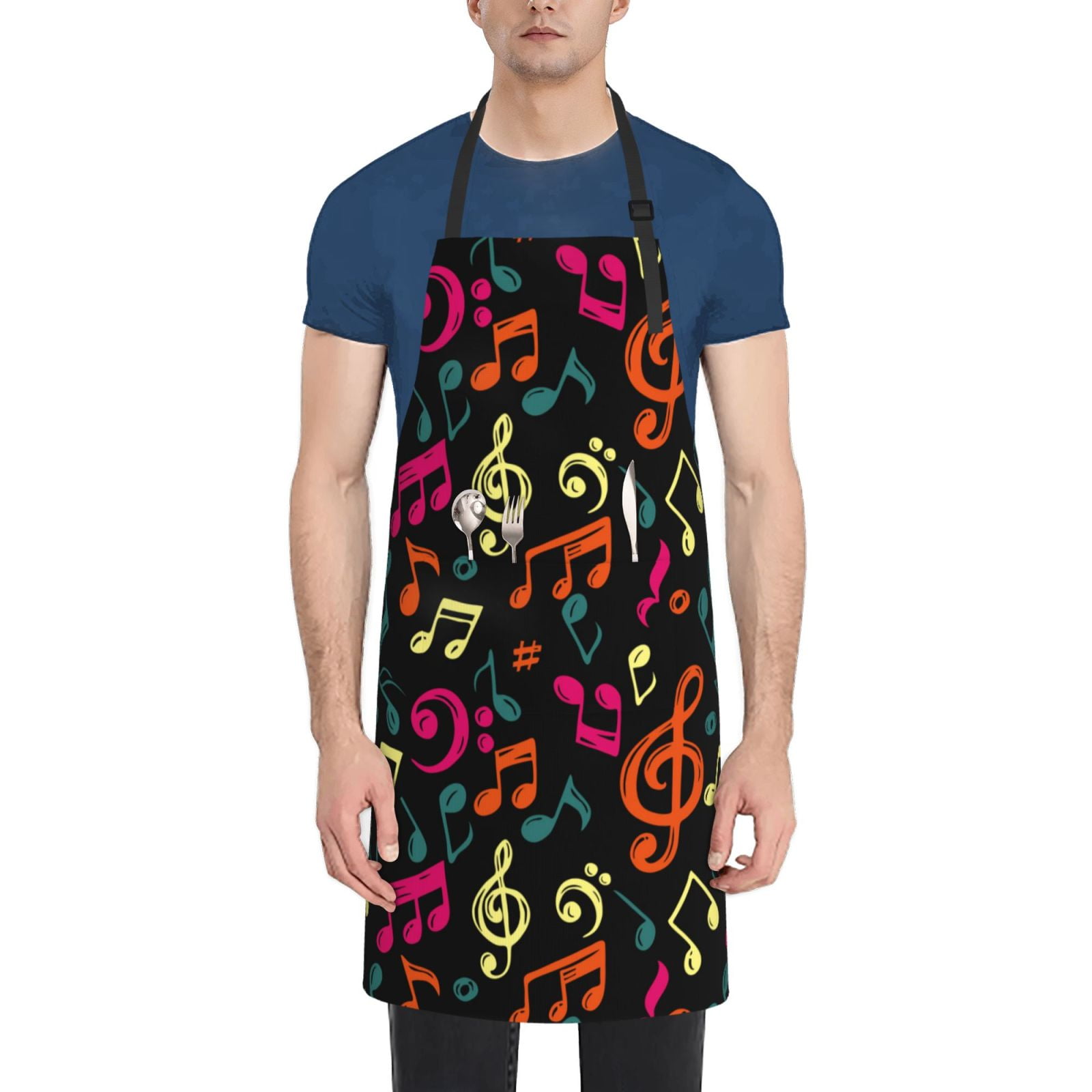 Goofa Music Notes Printed Waterproof Apron 33" Chef Aprons for Men ...