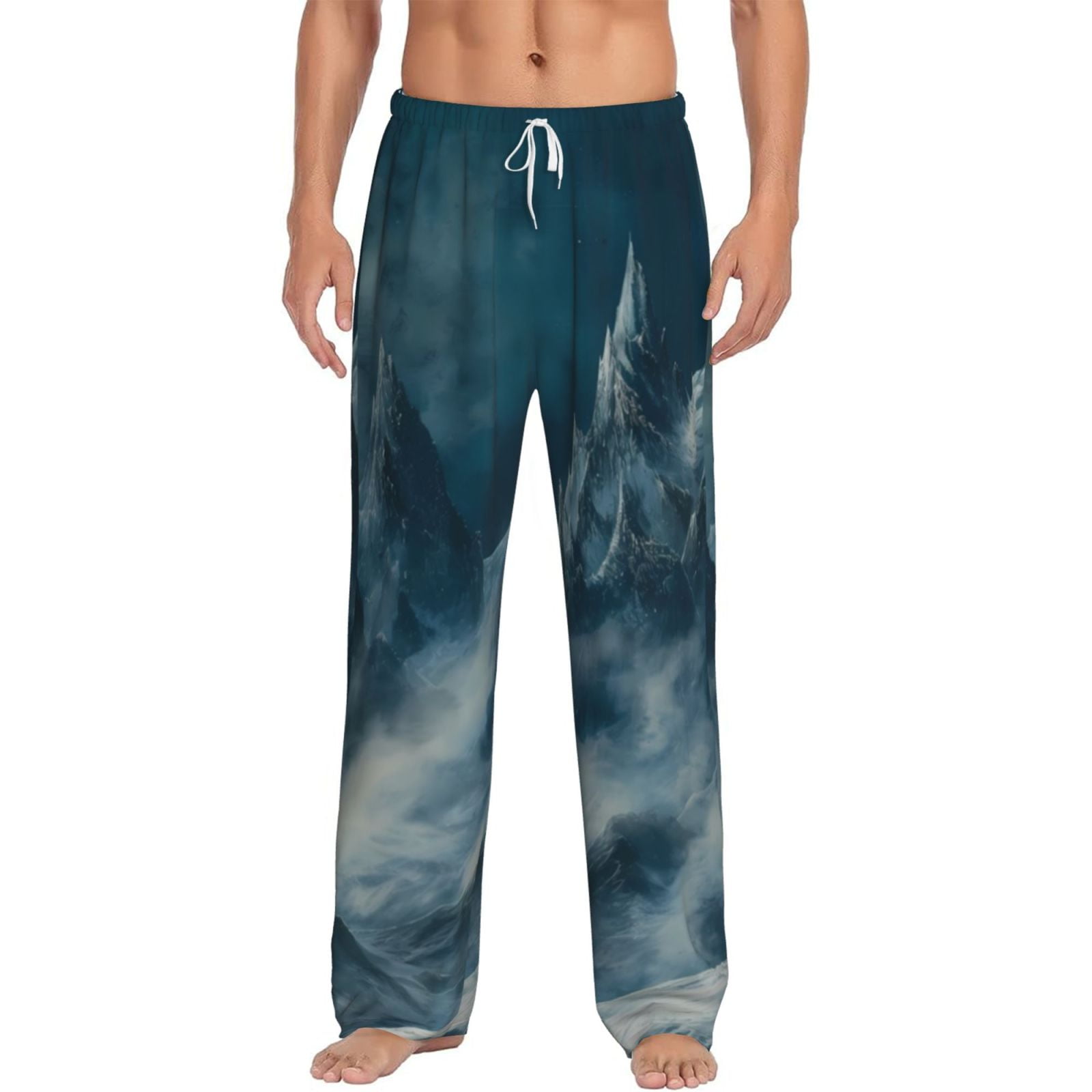 Goofa Mysterious Moonlit Mountains Pattern Printed Soft Pajama Pants ...