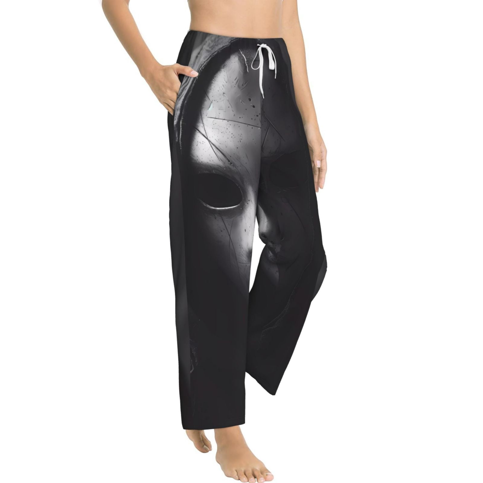 Goofa Mystical Masked Figure Monochrome Printed Soft Pajama Pants for ...