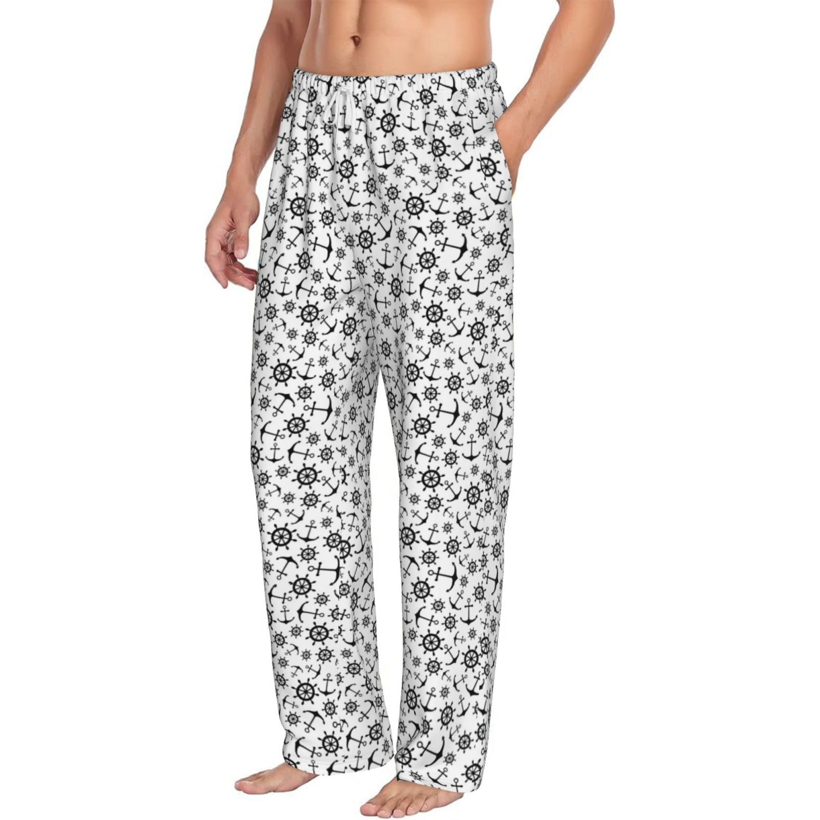 Goofa Nautical Themed Simple Anchors Printed Soft Pajama Pants for Men ...
