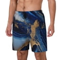 Goofa Navy Blue Marble Printed Men's Swim Trunks Board Shorts Quick Dry ...