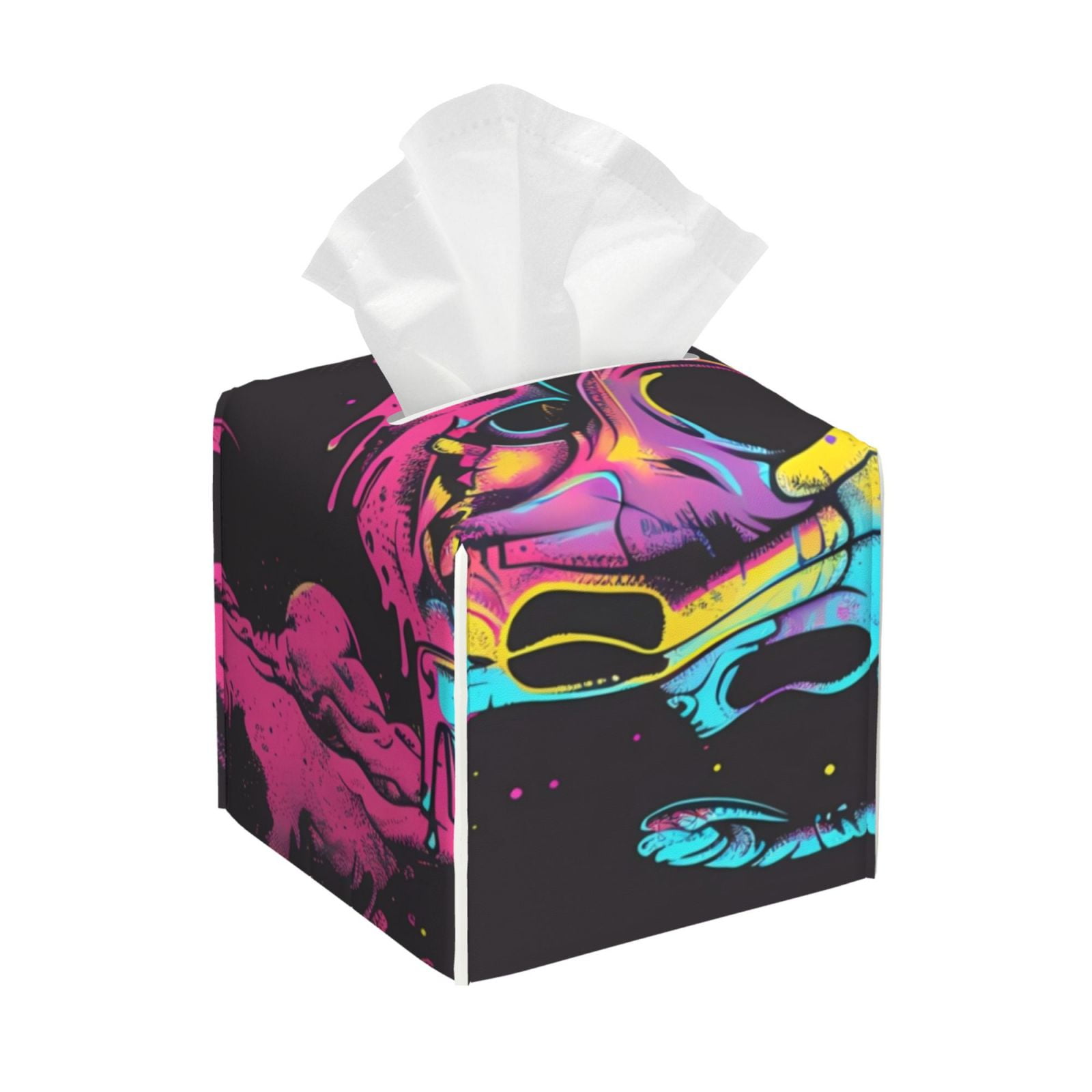 Goofa Neon Gothic Skull Moon Tissue Box Cover PVC Leather Tissue Holder ...