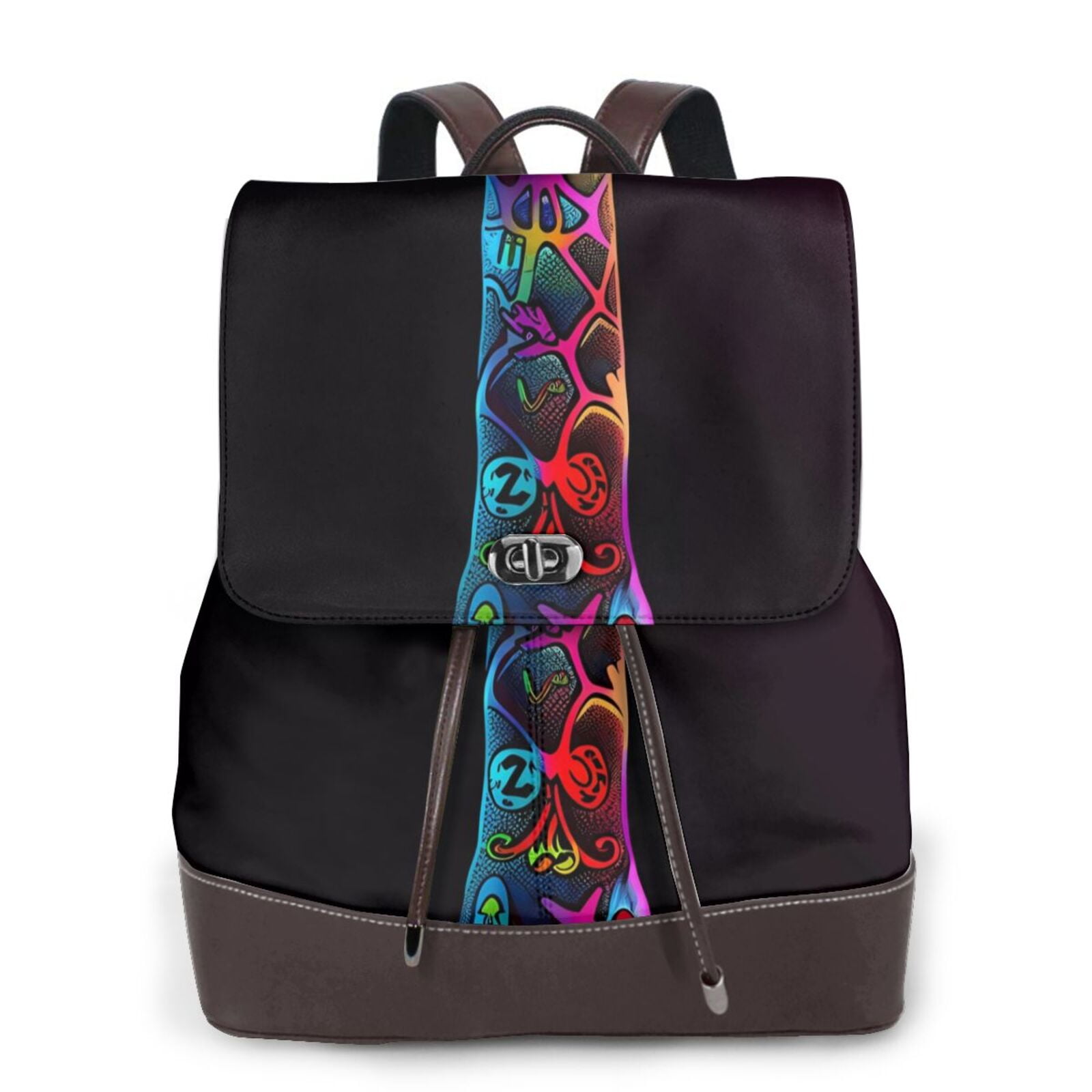 Goofa Neon Psychedelic Giraffe for Leather Backpack Purse for Women ...