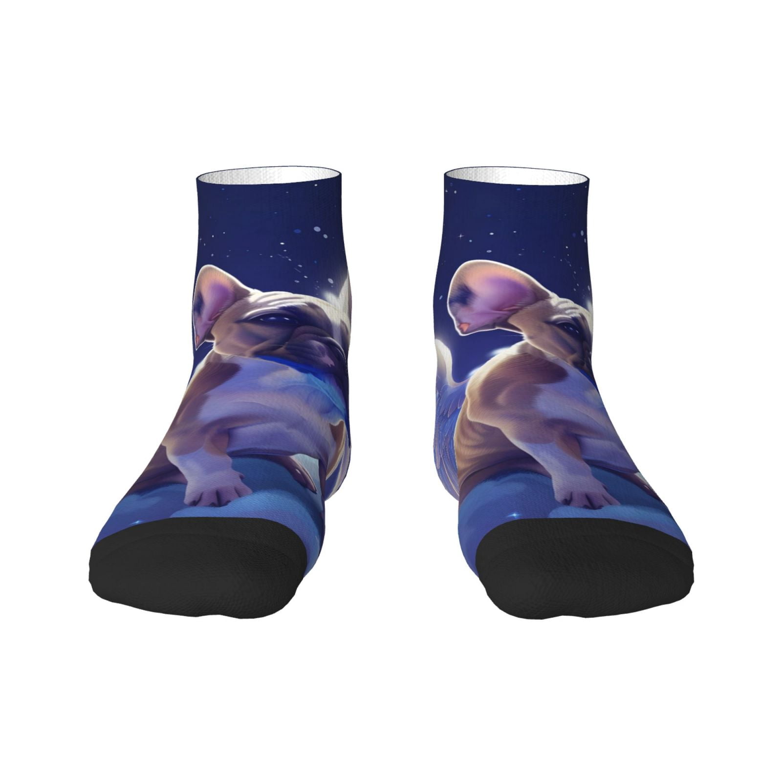 Goofa Night Sky Winged French Bulldog Pattern Non Slip Socks with Grips ...