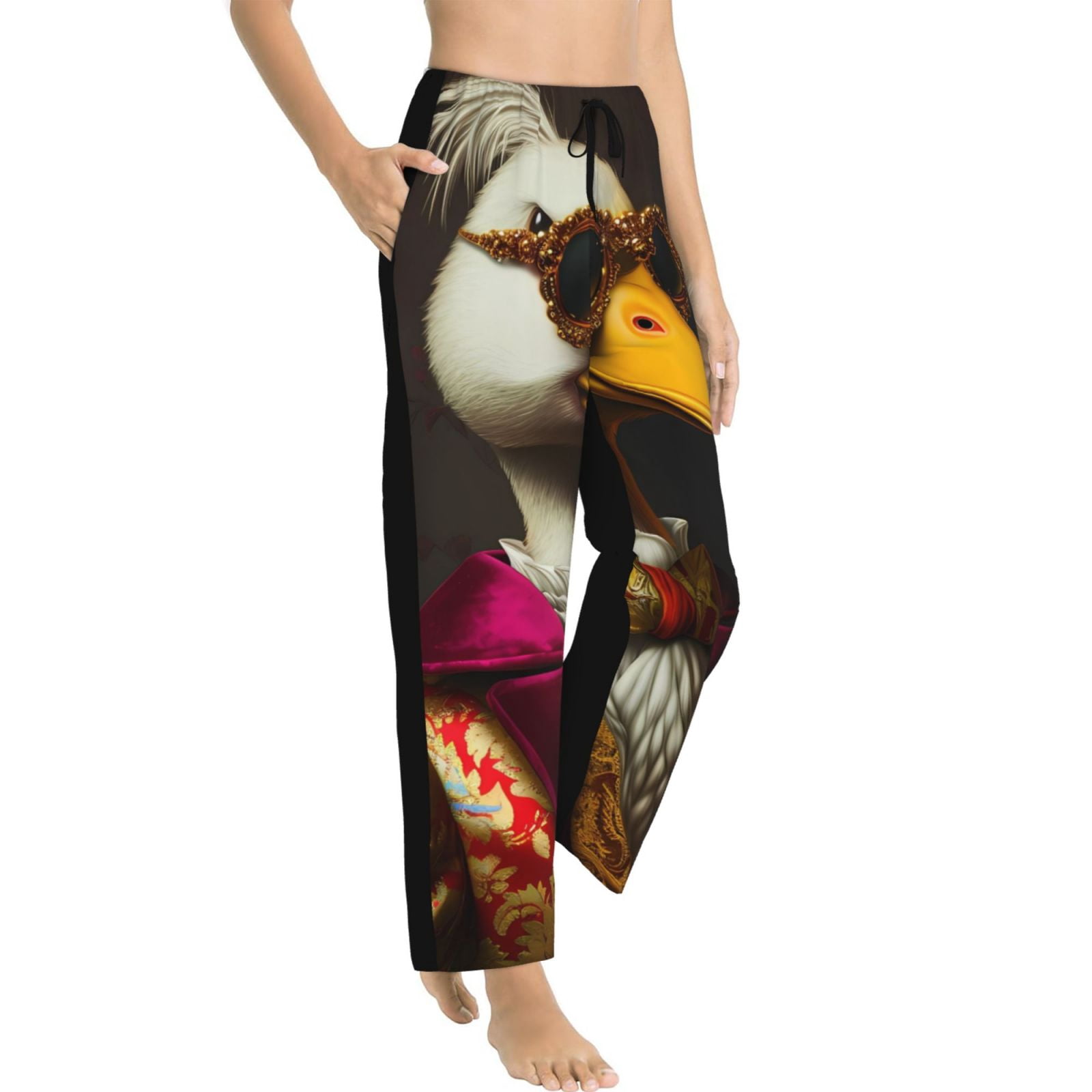 Goofa Noble Style Duck Printed Soft Pajama Pants for Women, Wide Leg ...