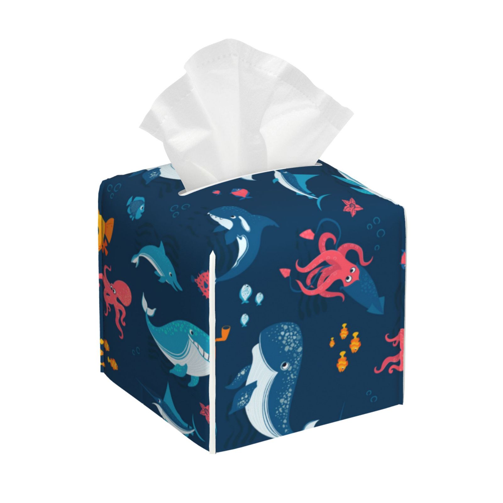 Goofa Ocean Floor Animals Tissue Box Cover PVC Leather Tissue Holder ...