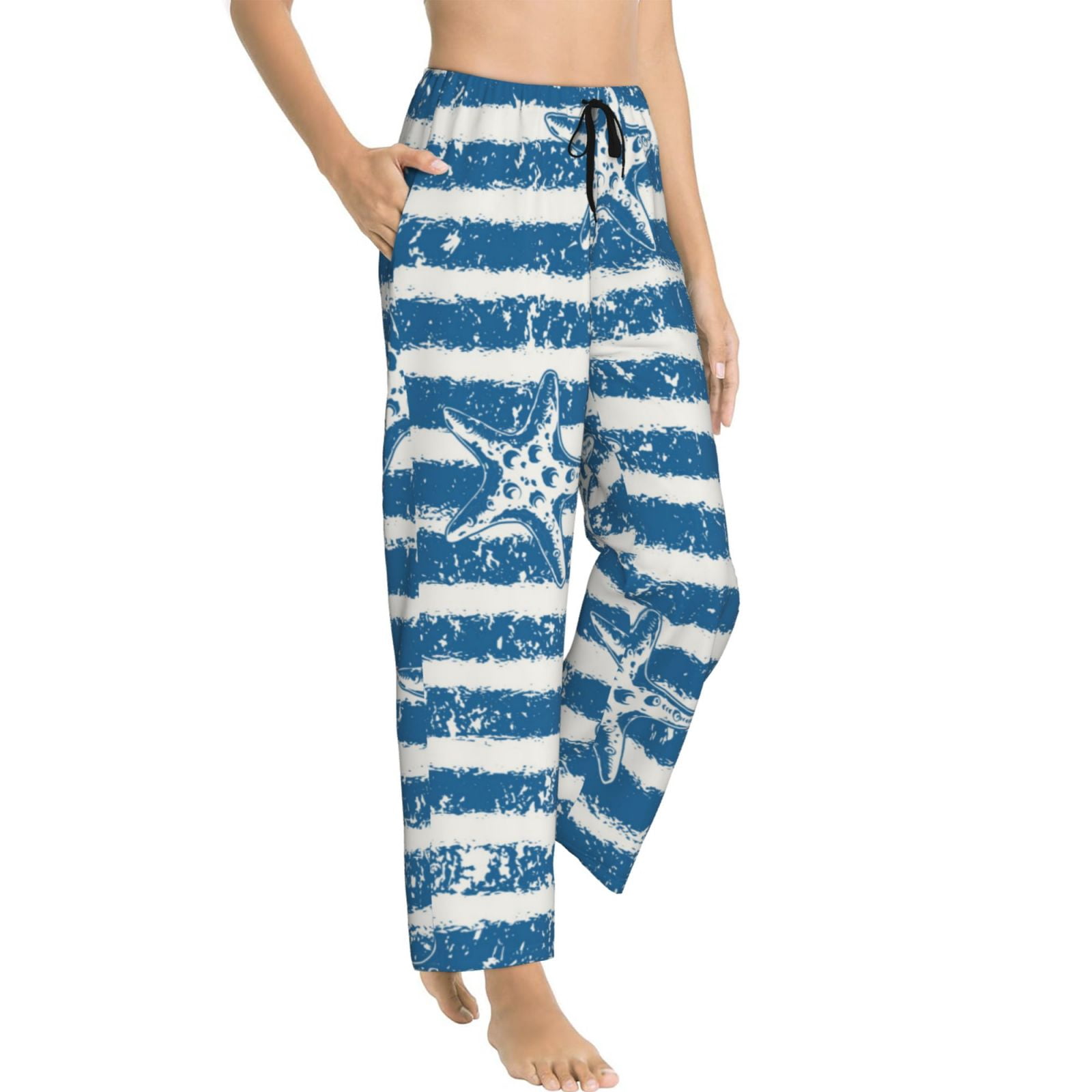 Goofa Ocean on Striped Printed Soft Pajama Pants for Women, Wide Leg ...