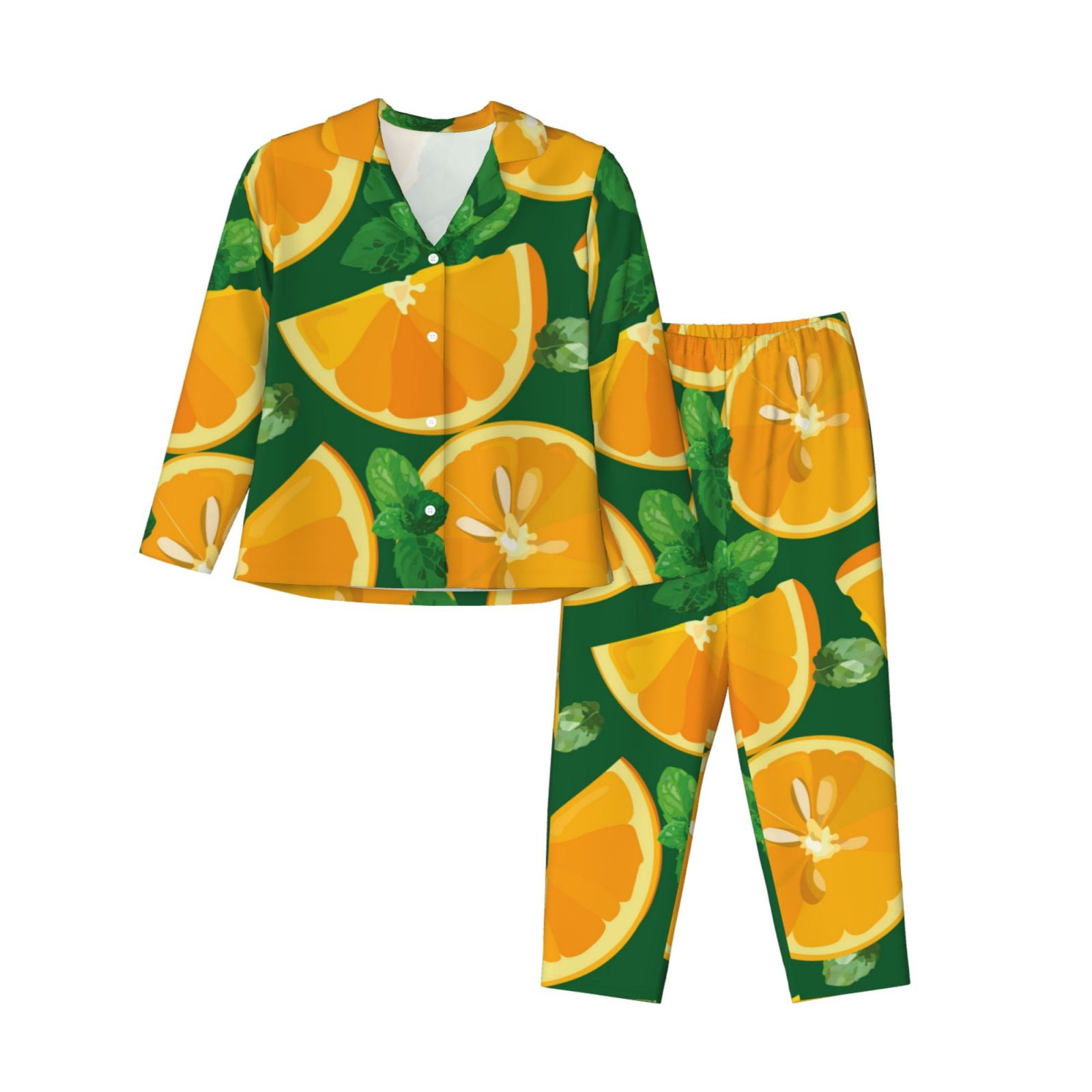 Goofa Orange Printed Women’s 2 Piece Pajama Set Super,Pajamas Women's ...