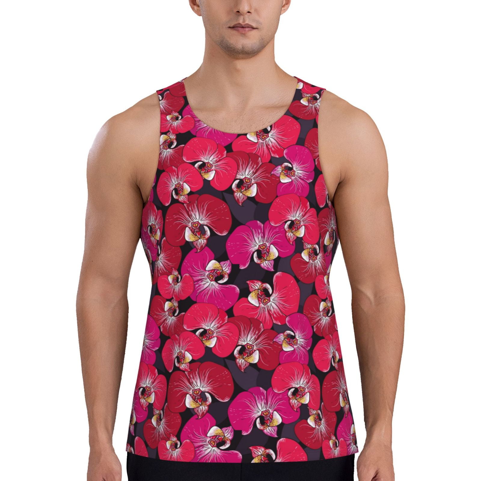 Goofa Orchids Flowers Pattern Men's Workout Tank Top Slim-Fit Tank ...