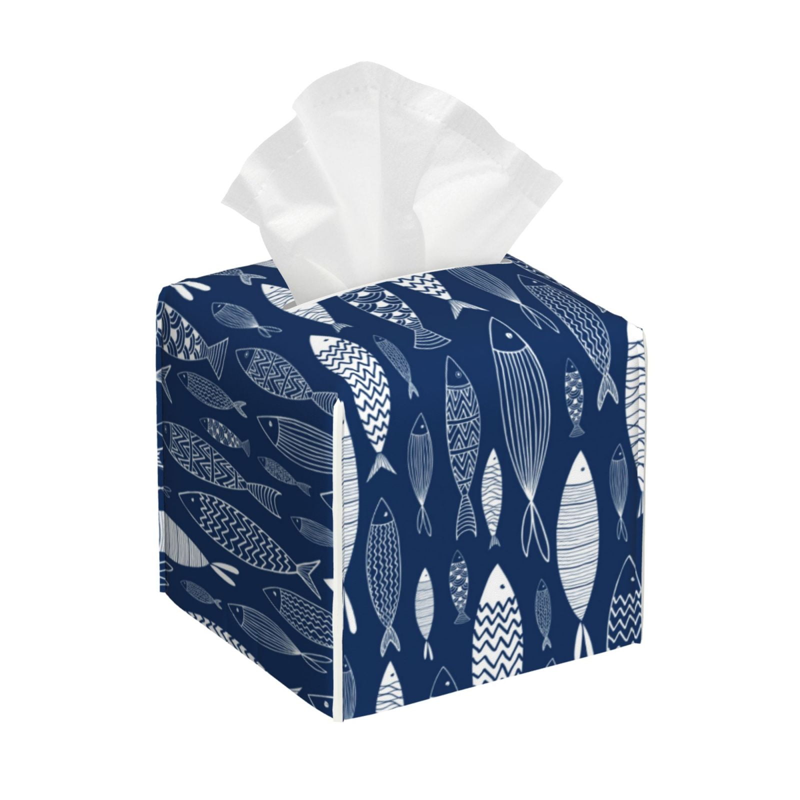 Goofa Ornamental Fish Tissue Box Cover PVC Leather Tissue Holder Square ...