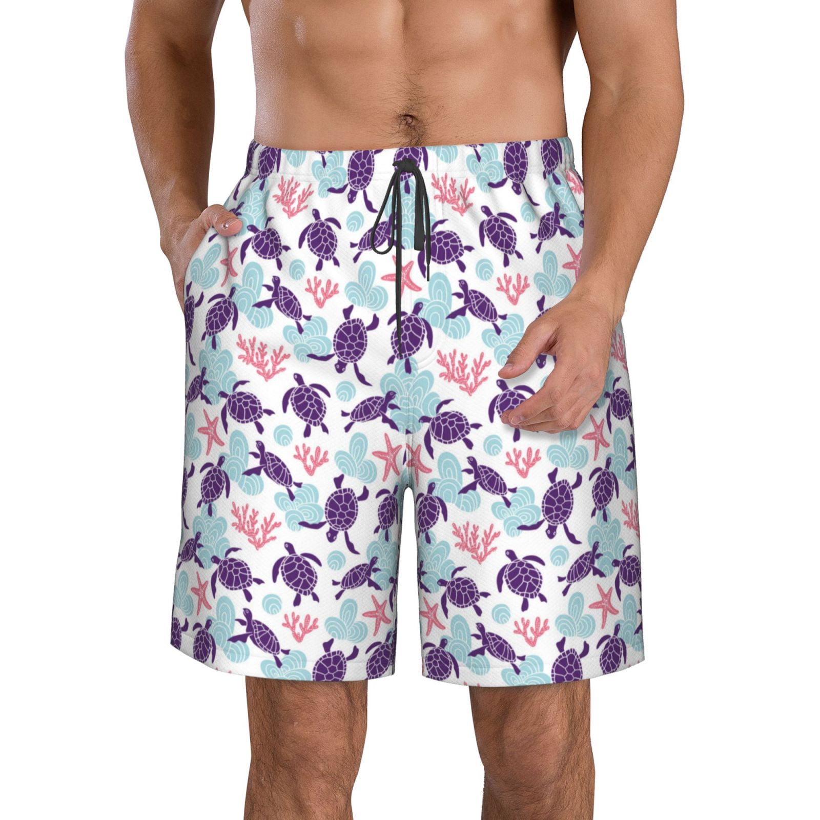 Goofa Ornamental Turtles Printed Mens Swim Trunks Summer Quick Dry ...