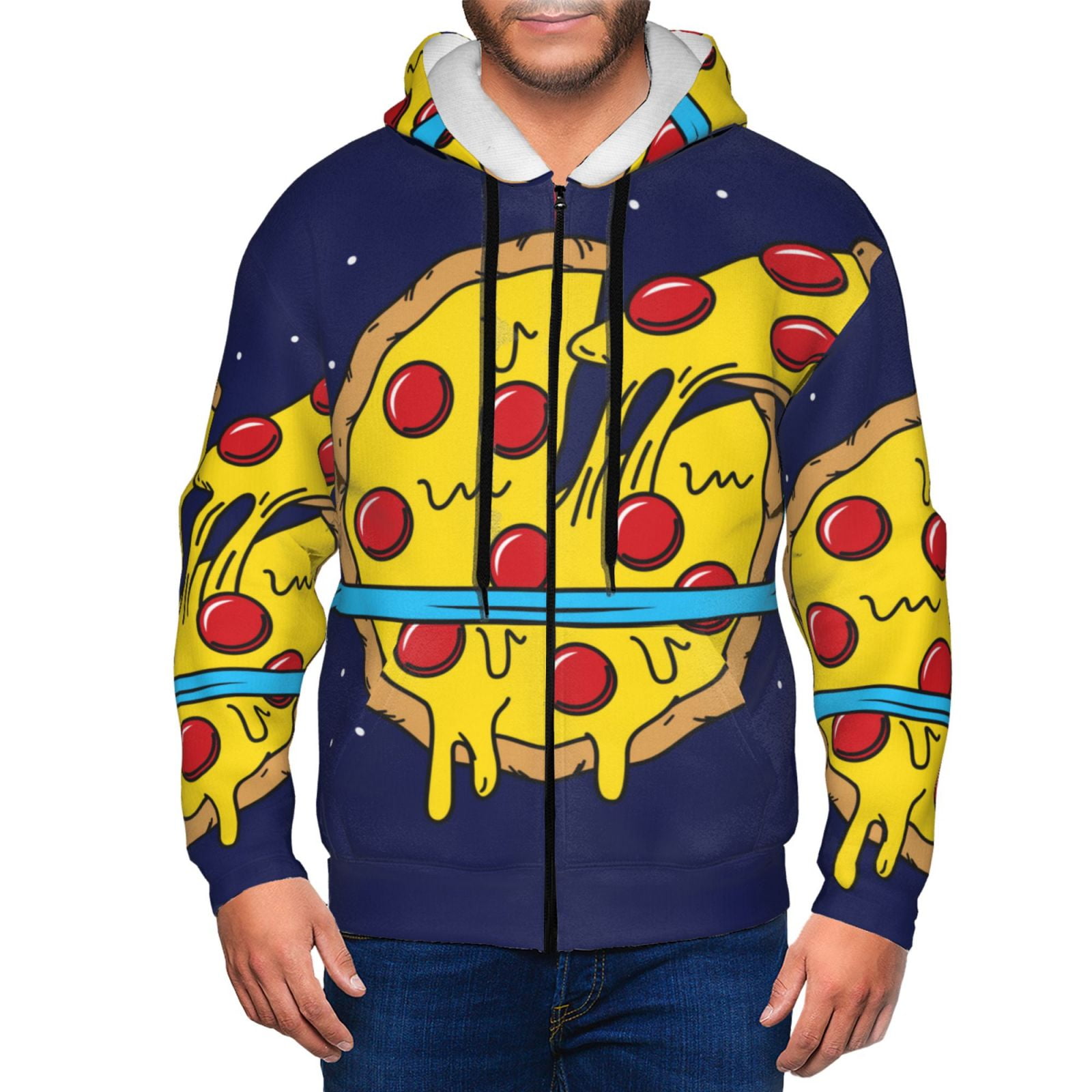 Goofa PLANETA EN FORMA DE PIZZA Pattern Mens Full-zip Hoodie, Zip-up ...