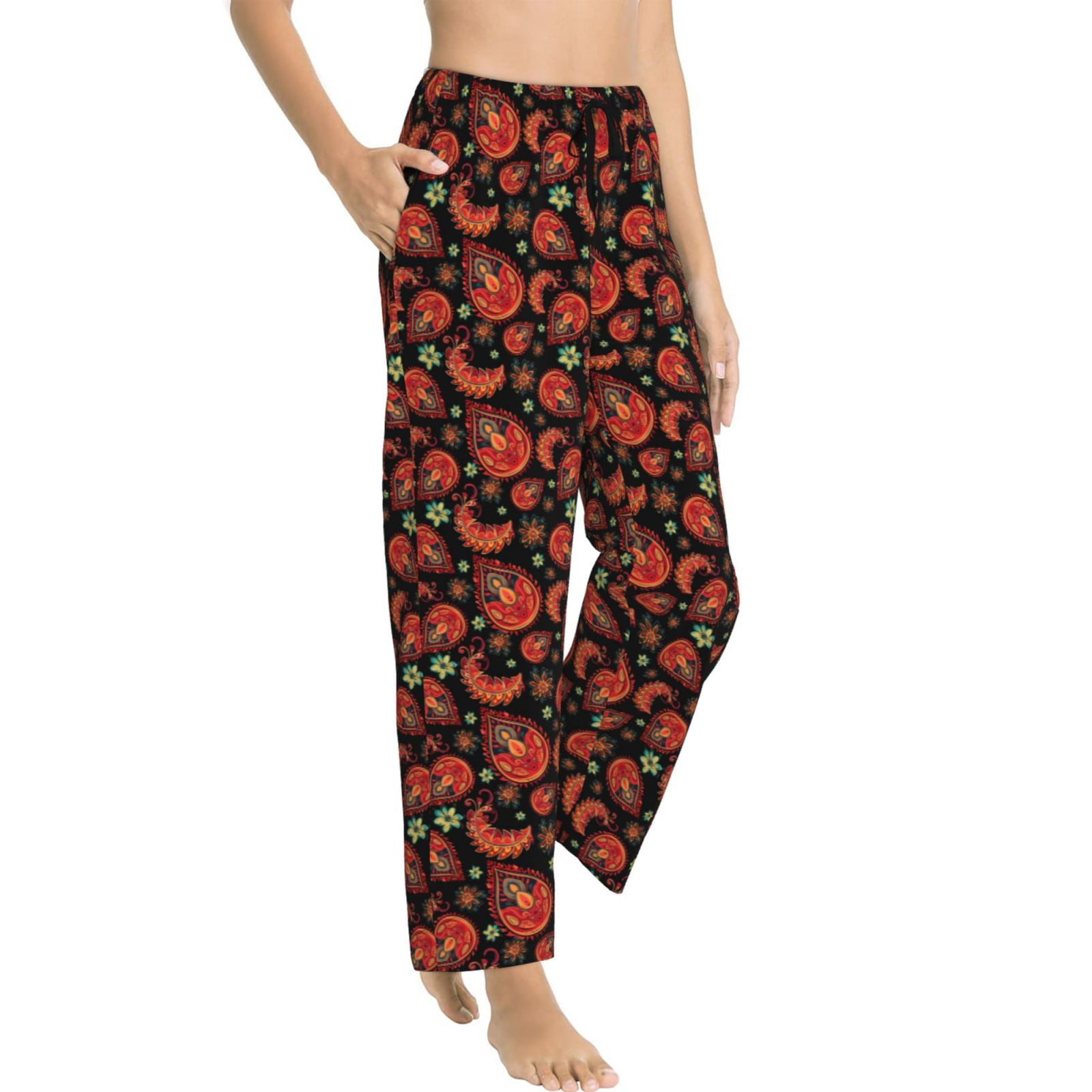 Goofa Paisley 5 Printed Soft Pajama Pants for Women, Wide Leg Comfy ...