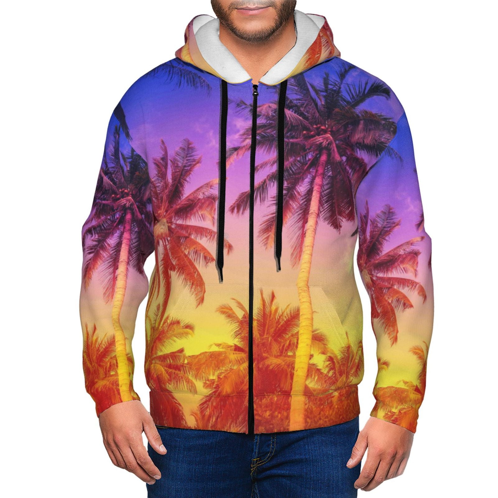 Goofa Palm Trees at Sunset Pattern Mens Full-zip Hoodie, Zip-up ...
