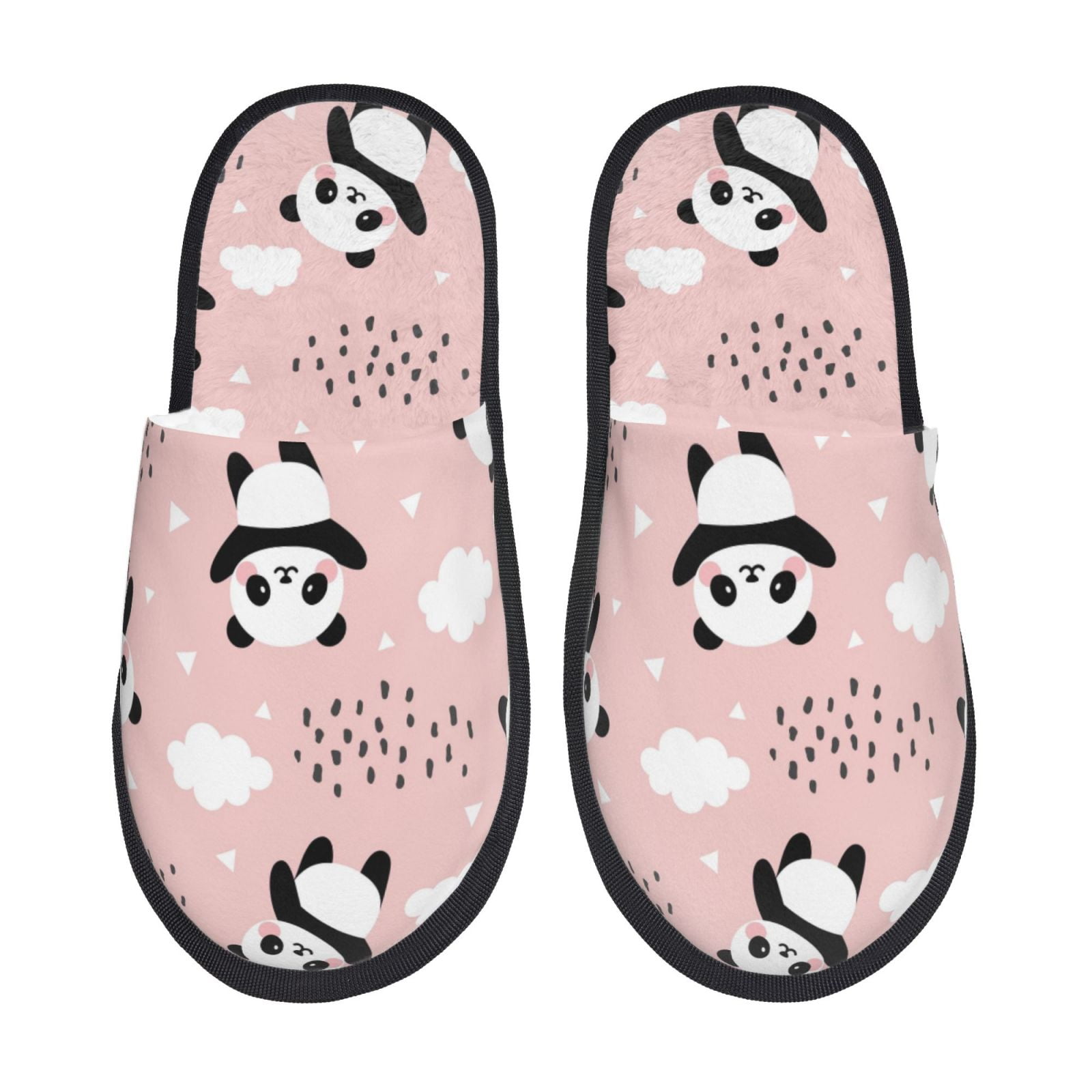 Goofa Panda Pattern Plush Furry Slippers for Men & Women, Cozy Indoor ...