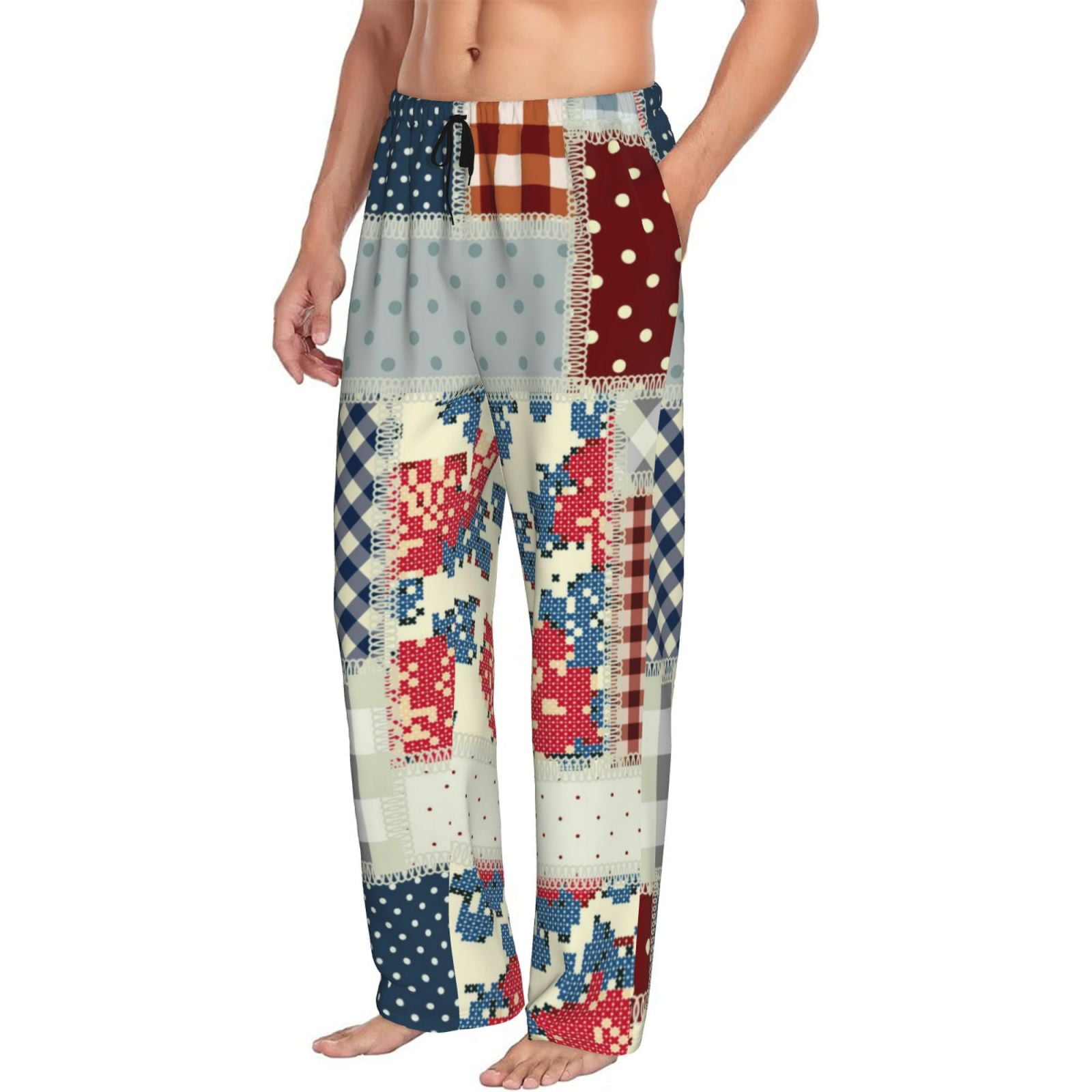 Goofa Patchwork In Country Style Printed Soft Pajama Pants for Men ...