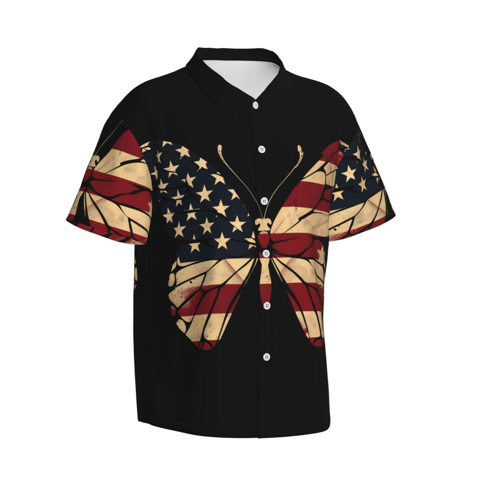 Goofa Patriotic USA Butterfly Art Hawaiian Shirt for Men, Unisex Summer ...