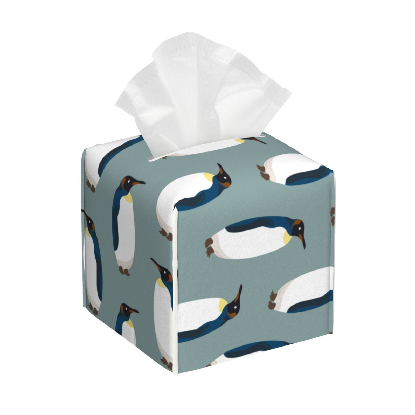 Goofa Penguin Tissue Box Cover PVC Leather Tissue Holder Square Facial ...