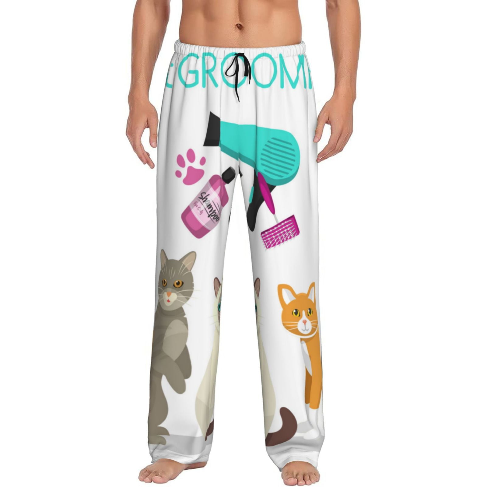 Goofa Pet Care Grooming Pattern Printed Soft Pajama Pants for Men, Wide ...