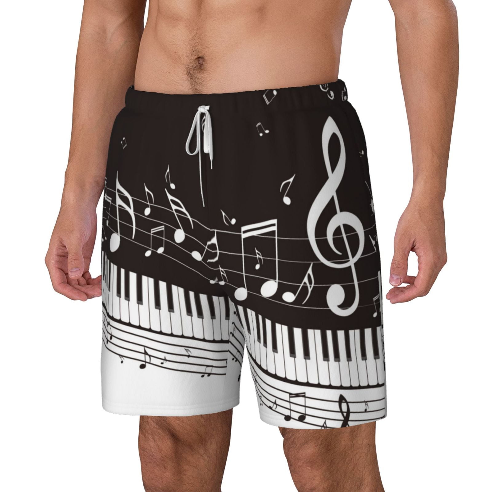 Goofa Piano Keys With Musical Notes Printed Men's Swim Trunks Board ...