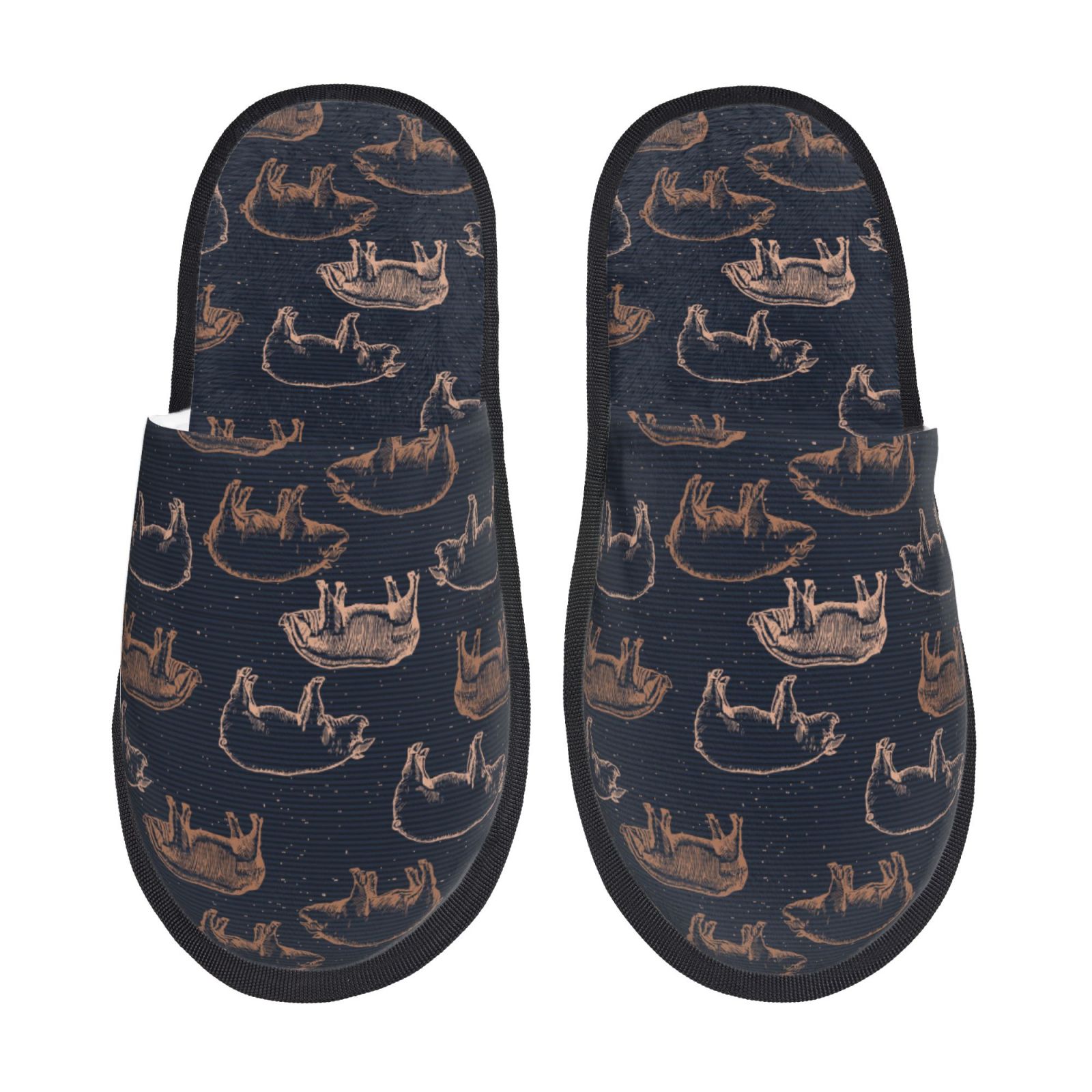 Goofa Pig Farm Pattern Plush Furry Slippers for Men & Women, Cozy ...