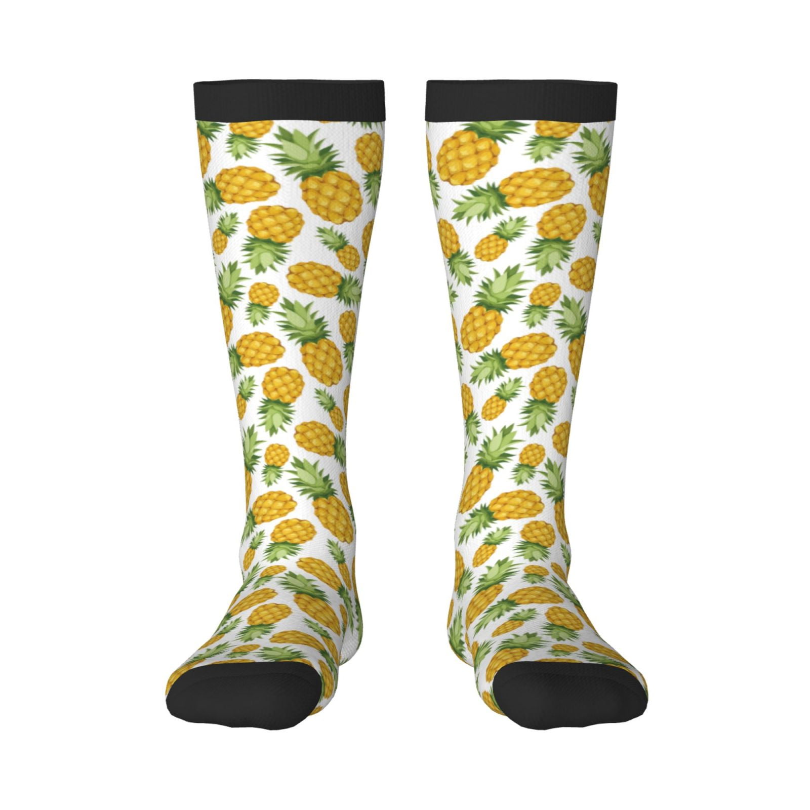 Goofa Pineapple Pattern Adult Stockings, Color-Block Knee High Socks ...