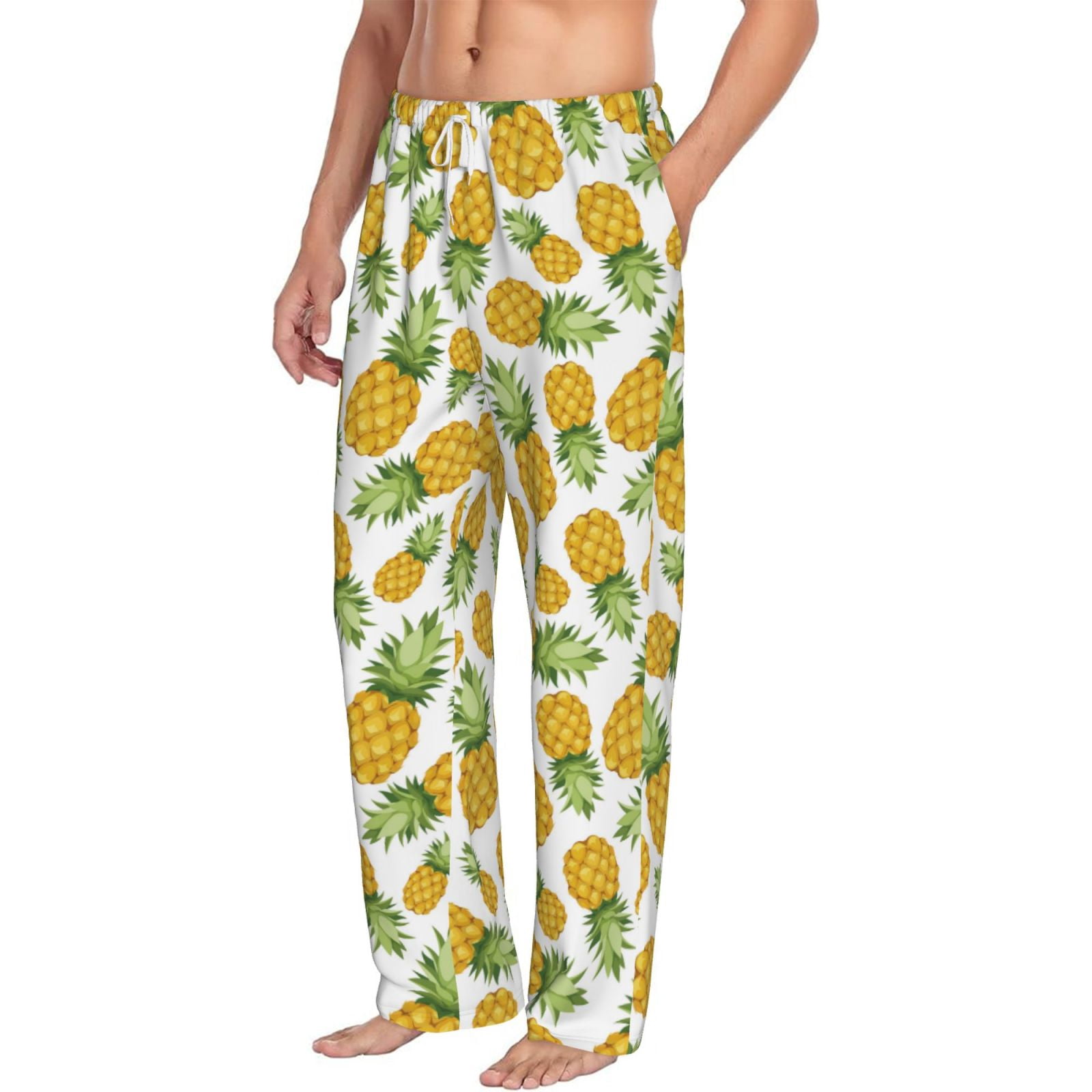 Goofa Pineapple Printed Soft Pajama Pants for Men, Wide Leg Comfy ...