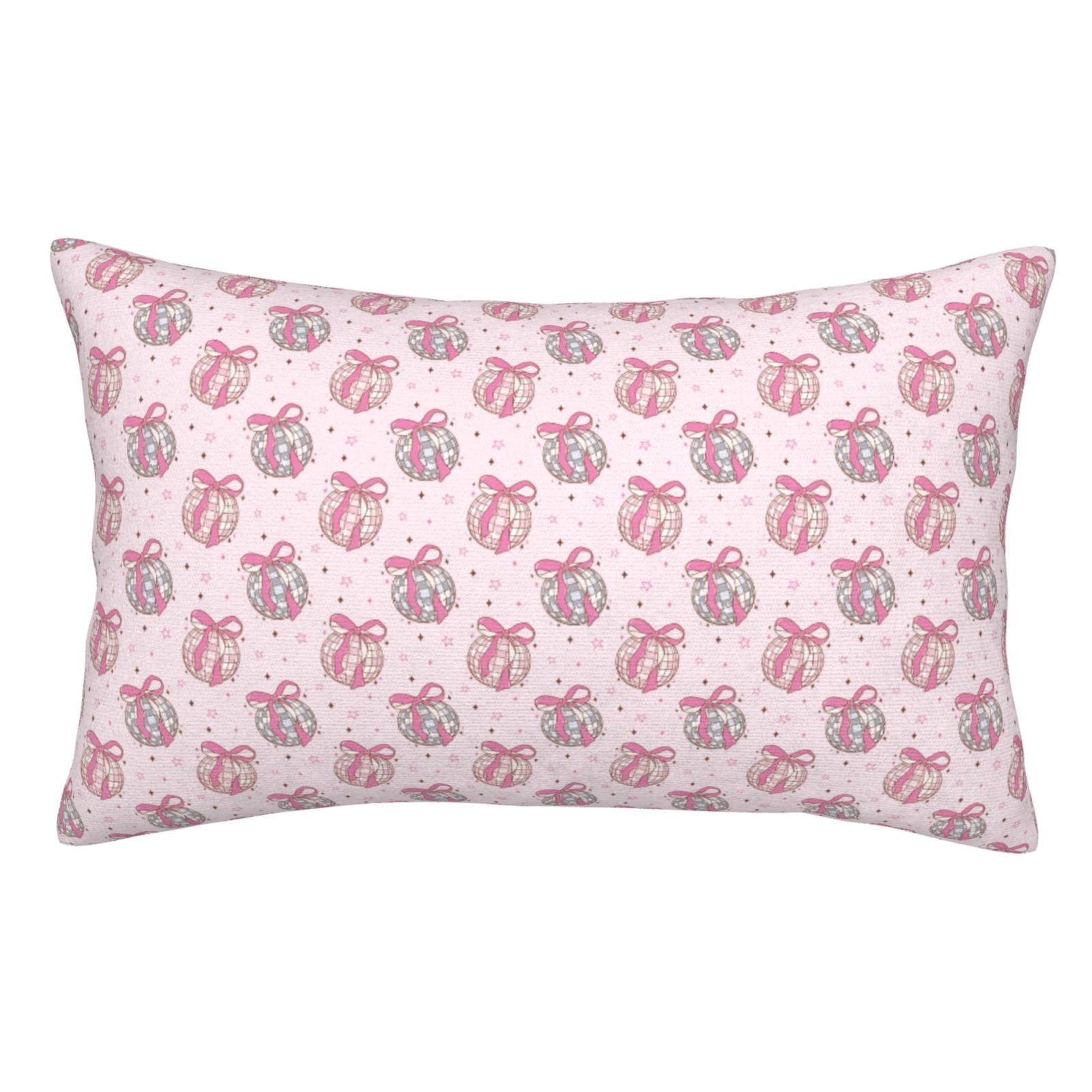 Goofa Pink Disco Ball Print Plush Throw Pillow Case, Soft Velvet with ...