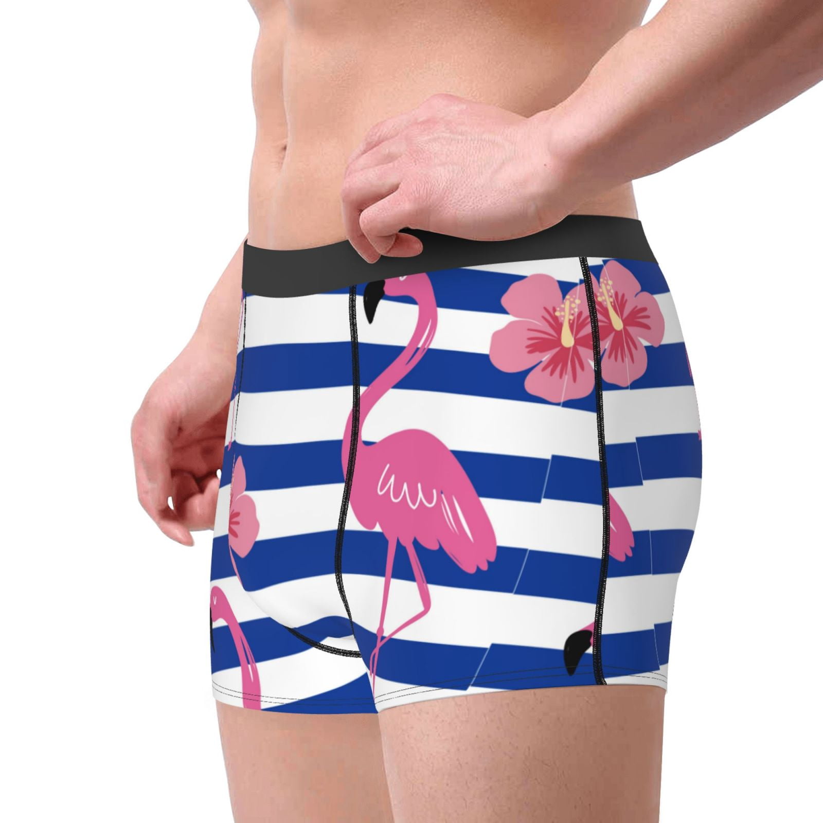 Goofa Pink Flamingo Printed Men's Boxer Briefs Underwear, Moisture ...