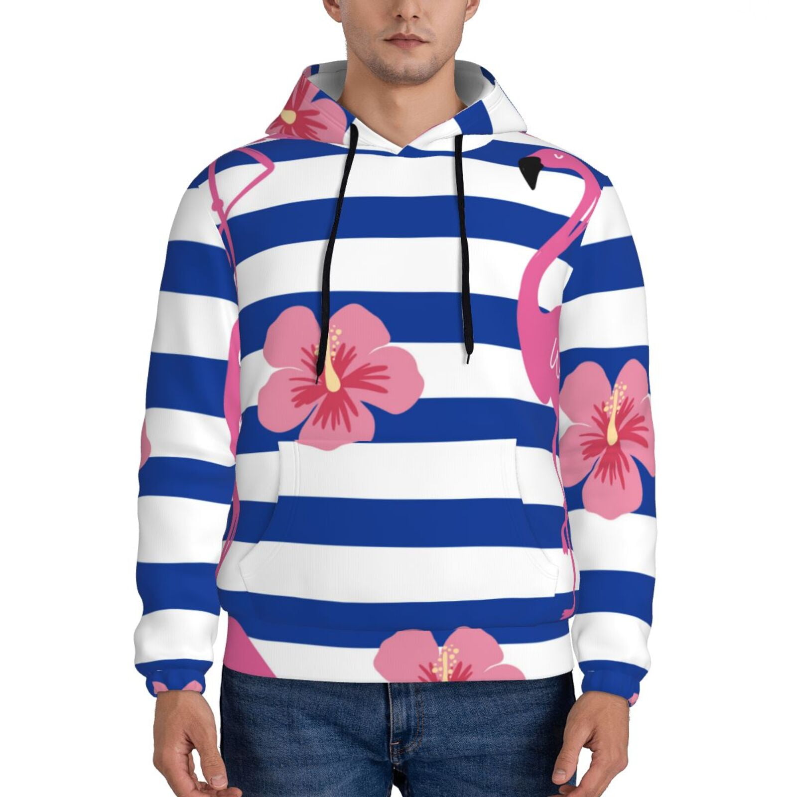 Goofa Pink Flamingo for Men's Hooded Sweatshirt - Lightweight Pullover ...