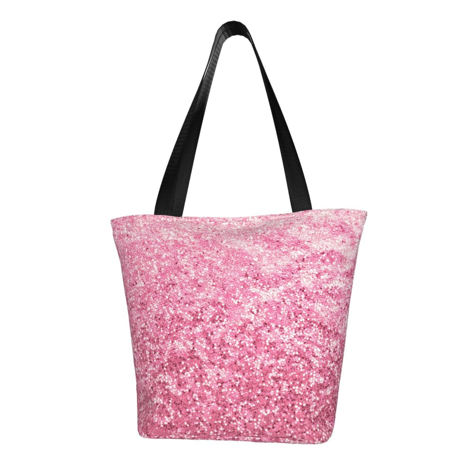 Goofa Pink Glitter Pattern Tote Bags,Large Capacity Bag,Beach Tote with ...