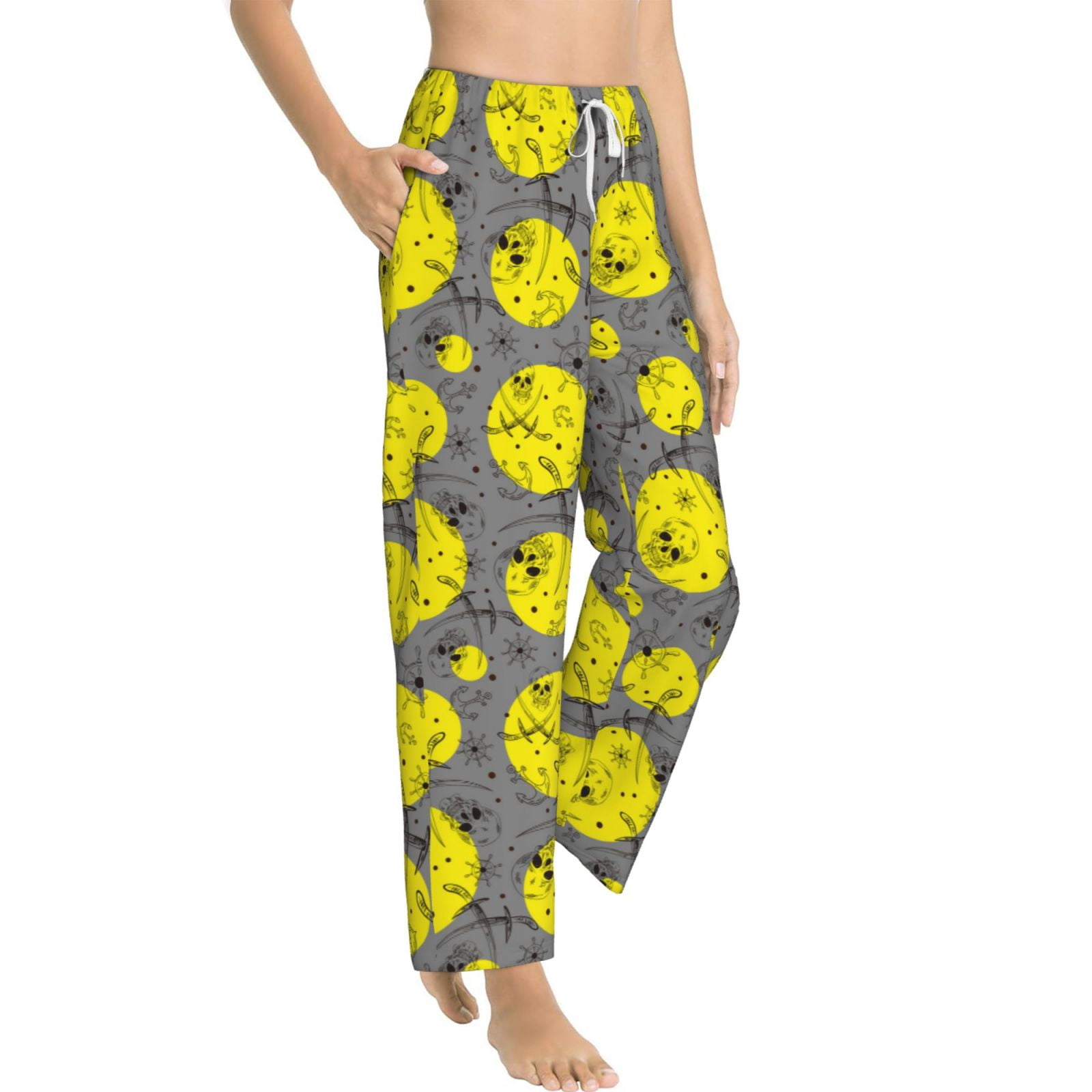 Goofa Pirate Skulls Printed Soft Pajama Pants for Women, Wide Leg Comfy ...