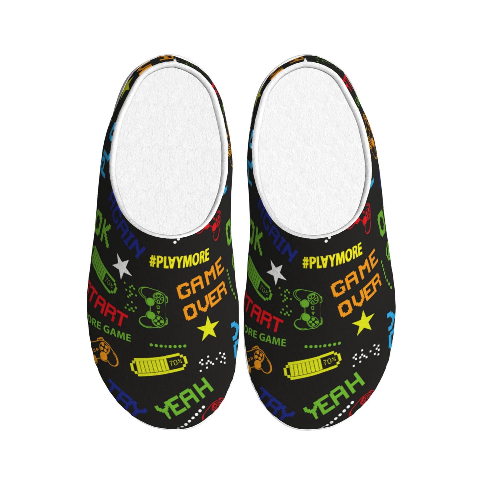 Goofa Pixel Game Print Womens Mens Cotton Lightweight House Slippers ...